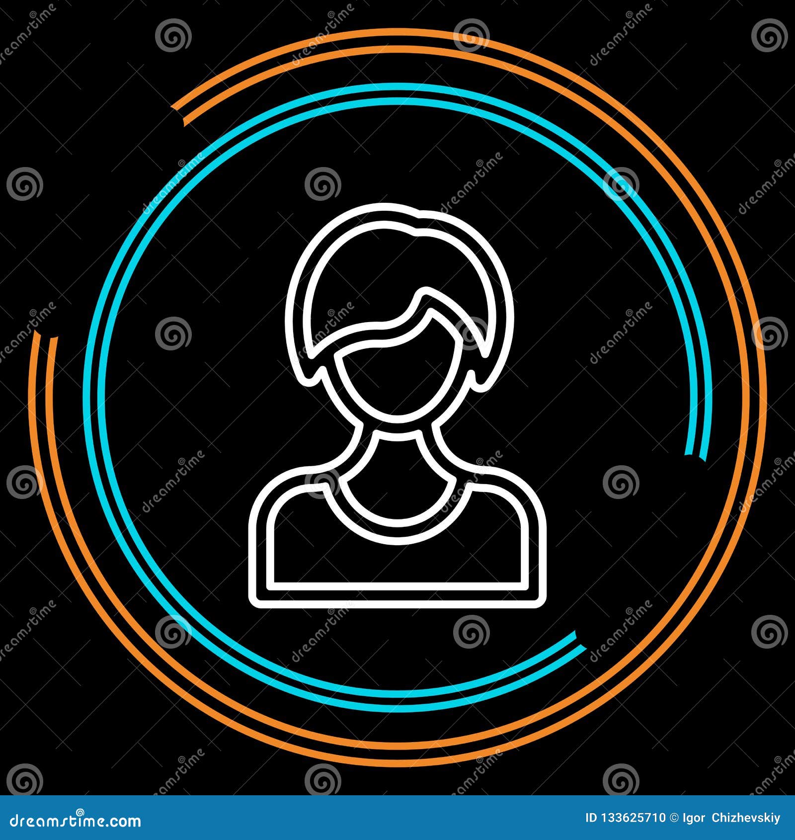 Simple Female Avatar Thin Line Vector Icon Stock Vector - Illustration ...