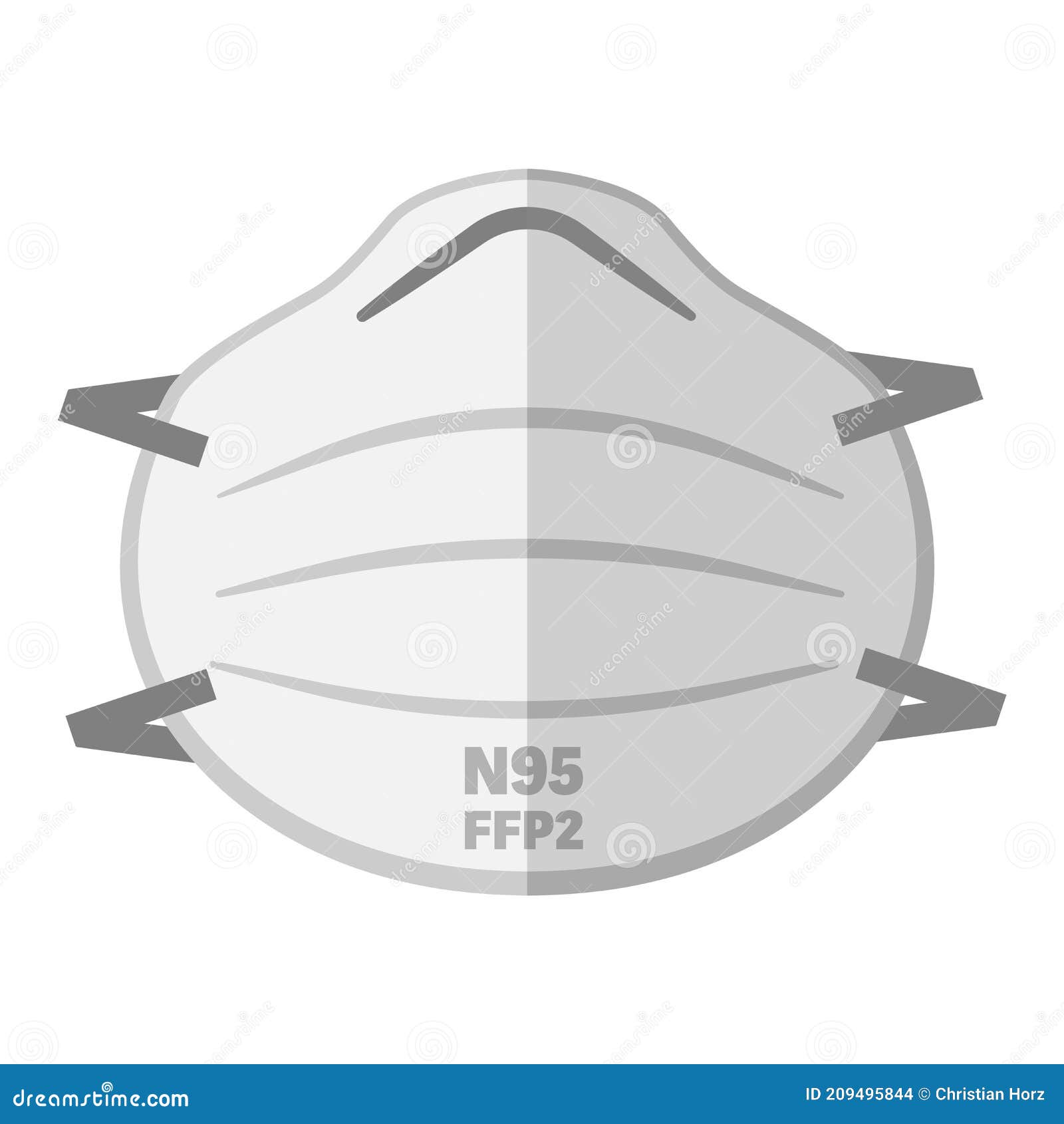 Simple FFP2 N95 Face Mask Respirator Stock Illustration - Illustration ...