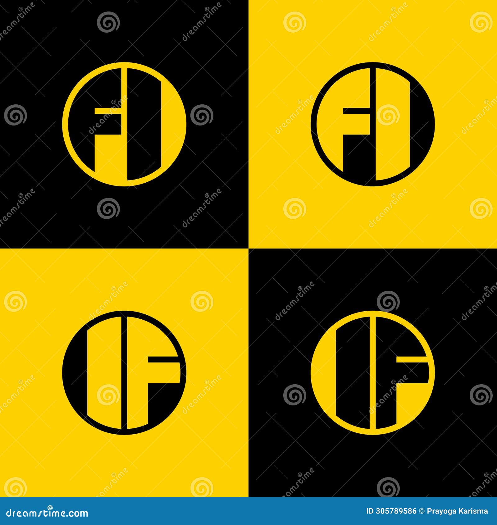 Simple FI and IF Letters Circle Logo Set, Suitable for Business with FI ...