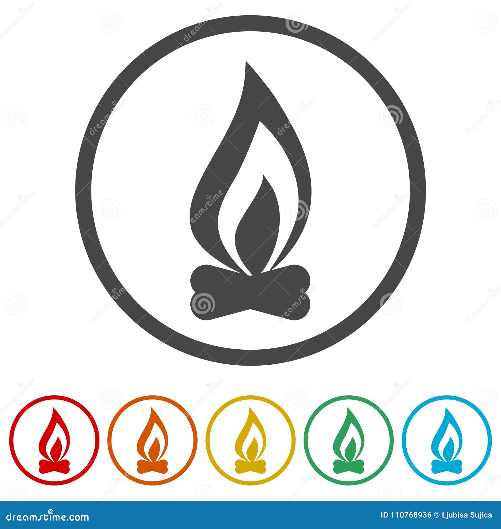 Simple Fire Icon, 6 Colors Included Stock Vector - Illustration of ...