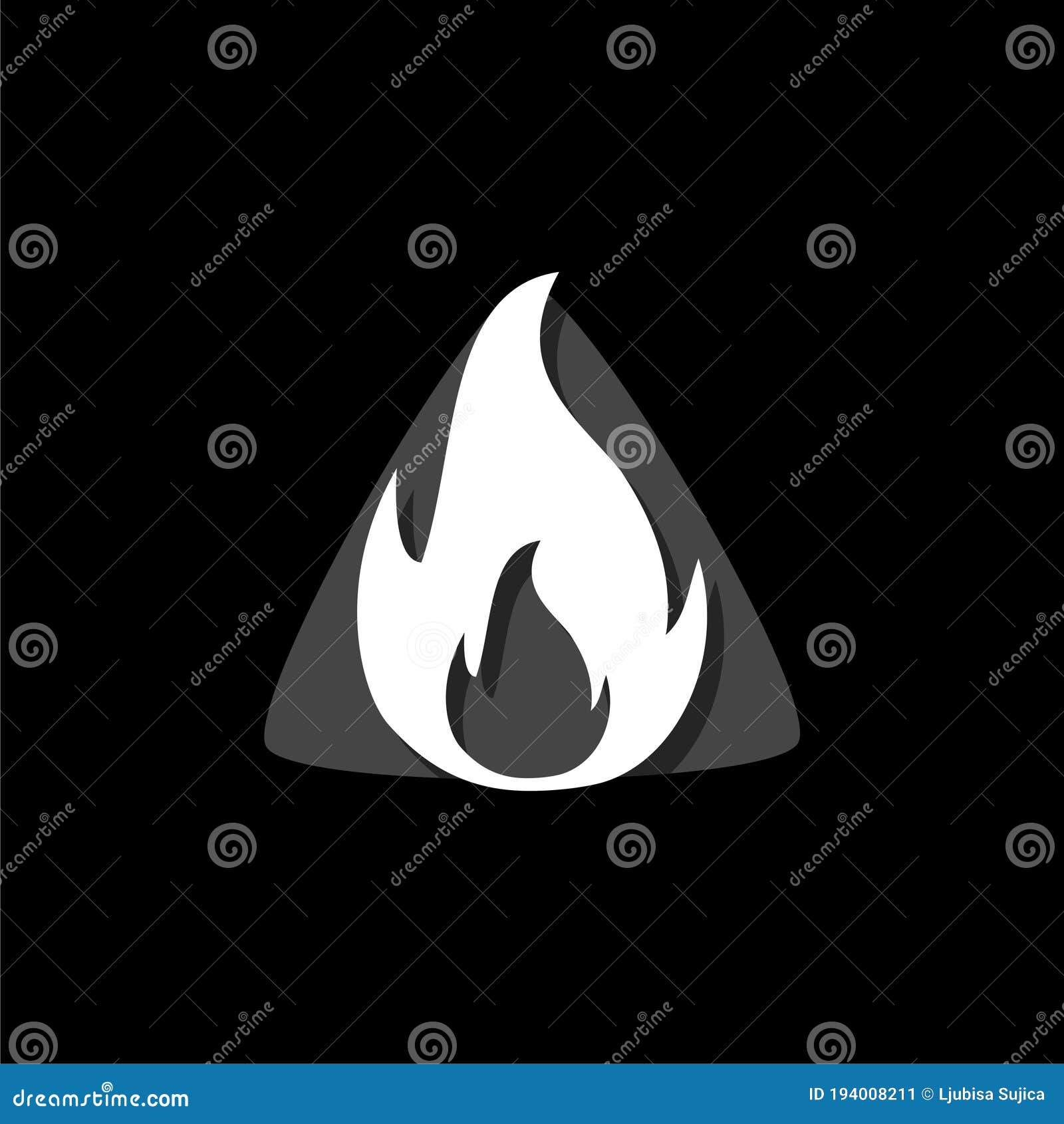 Simple Fire Icon Isolated on Dark Background Stock Vector ...