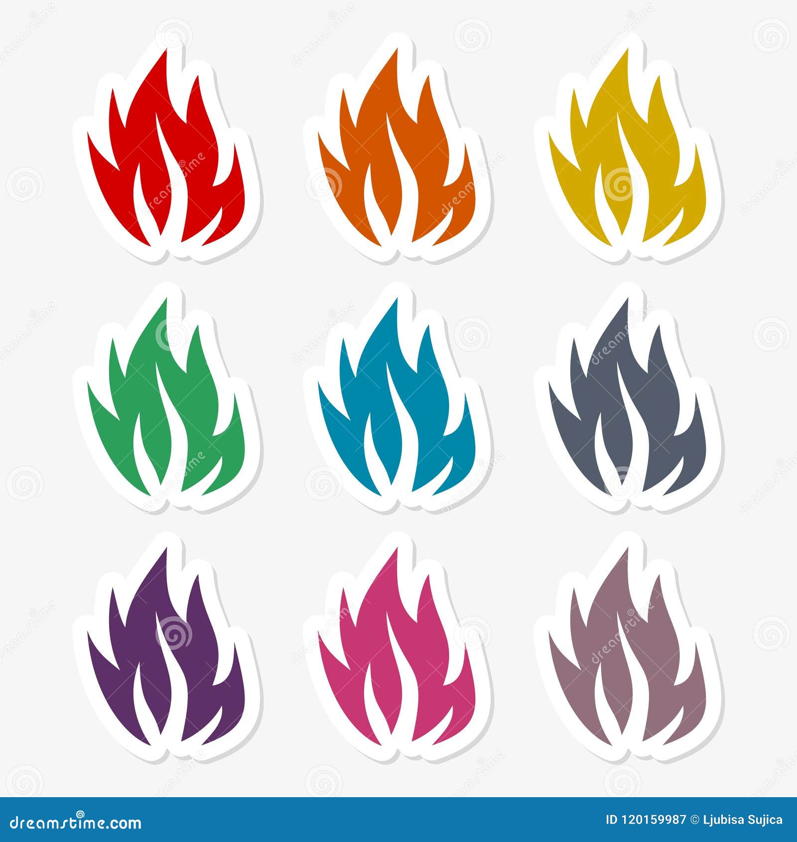 Fire flames sticker stock vector. Illustration of explosion - 120159987