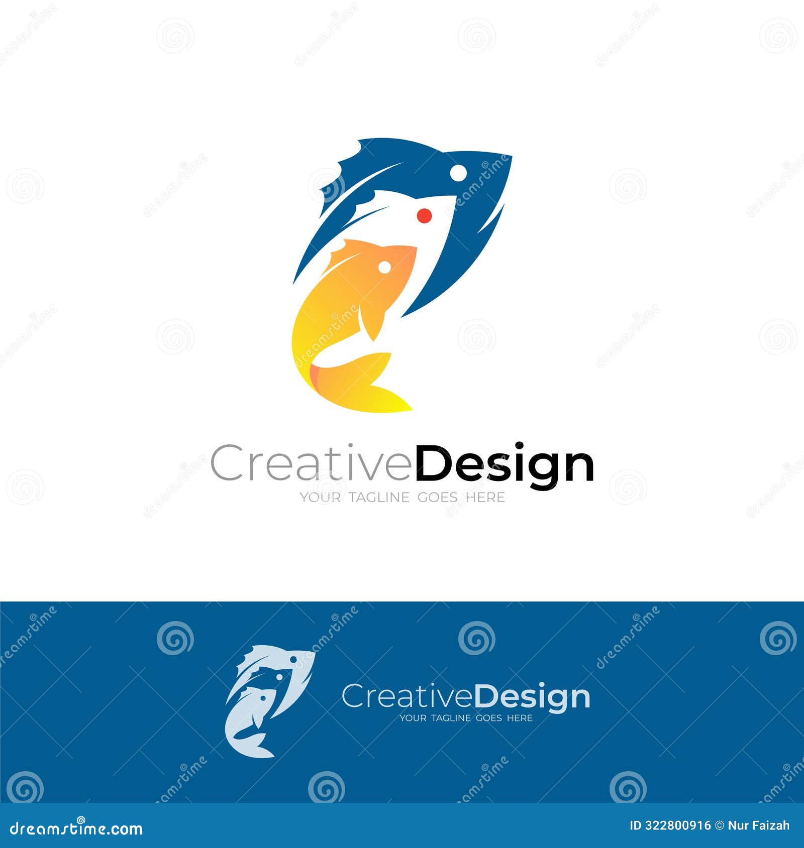 Simple Fish Logo, Three Salmon are Swimming, Flat Logos Stock Vector ...