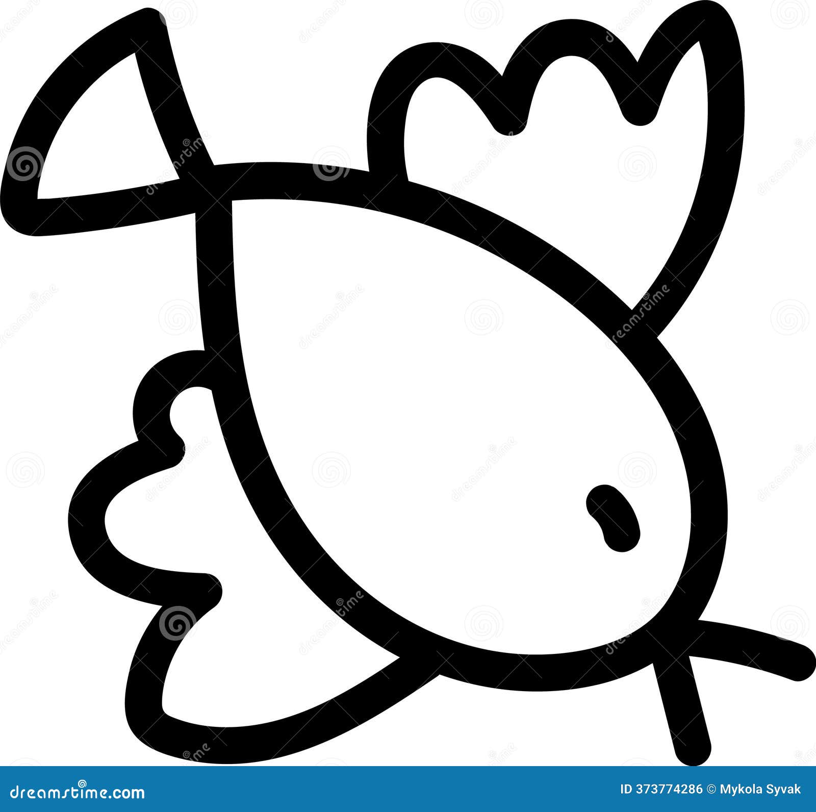 Simple Fish Line Drawing For Coloring Pages Cartoon Vector ...