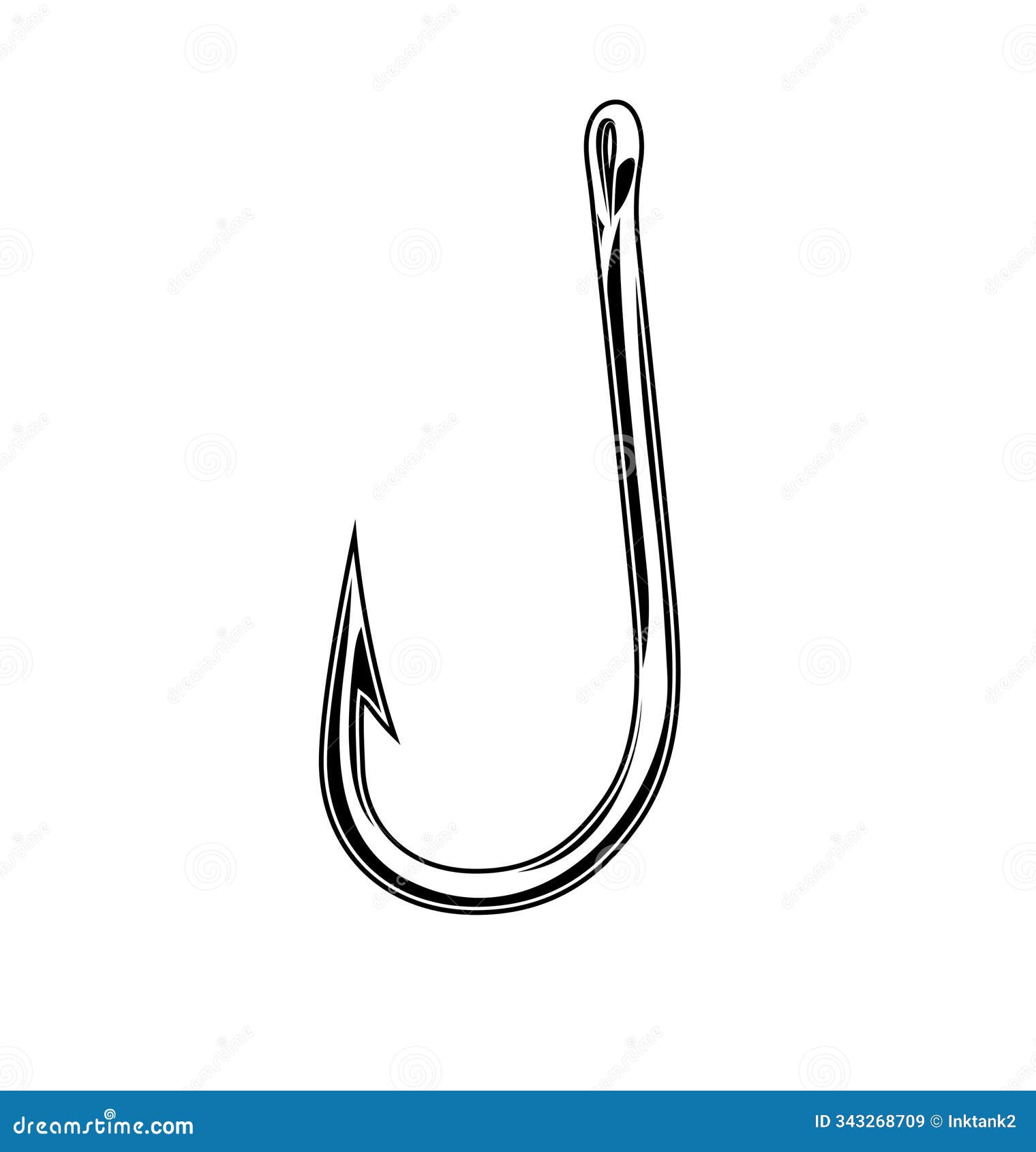 Simple Fishing Fish Hook Black White Chrome Stock Vector - Illustration ...
