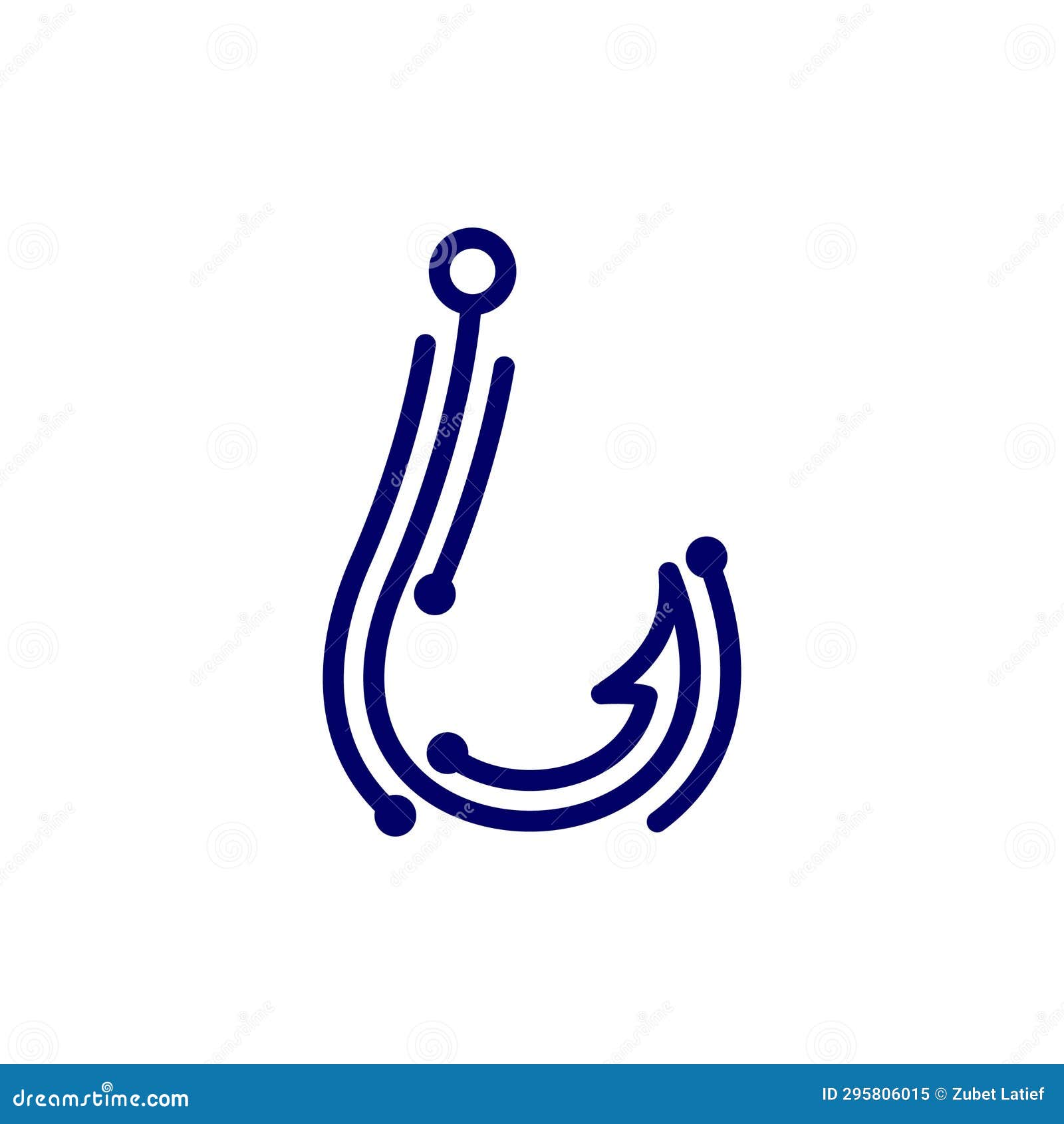 Simple Fishing Hook Tech Line Modern Simple Logo Stock Vector ...