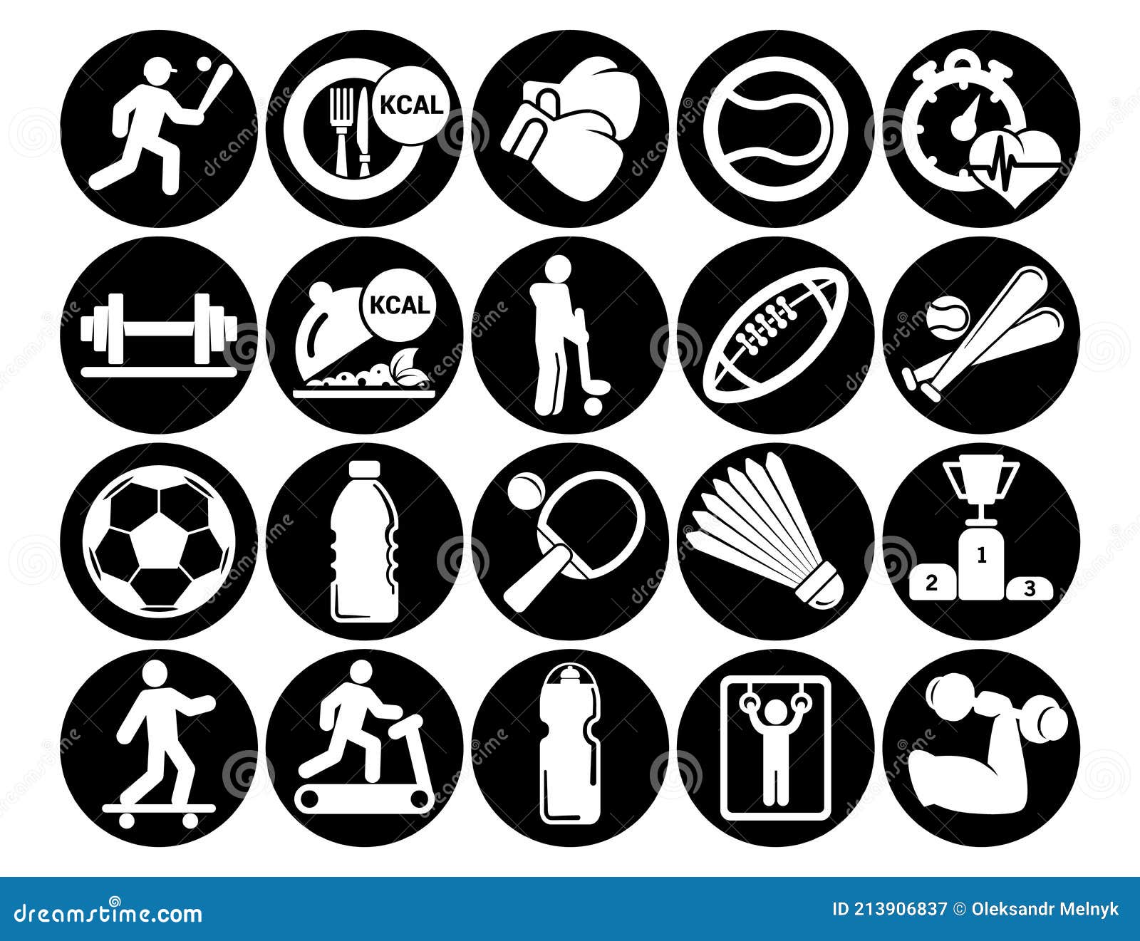 Simple Fitness Icons Set. Basic Elements Stock Vector - Illustration of ...