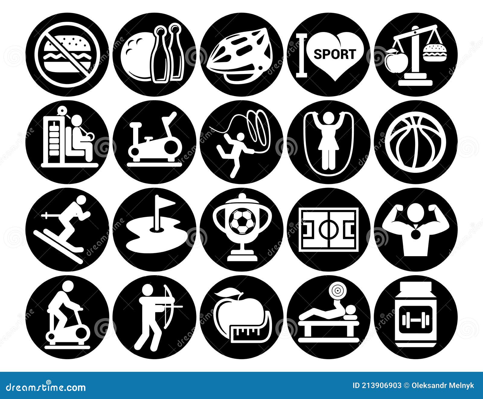 Simple Fitness Icons Set. Basic Elements Stock Vector - Illustration of ...