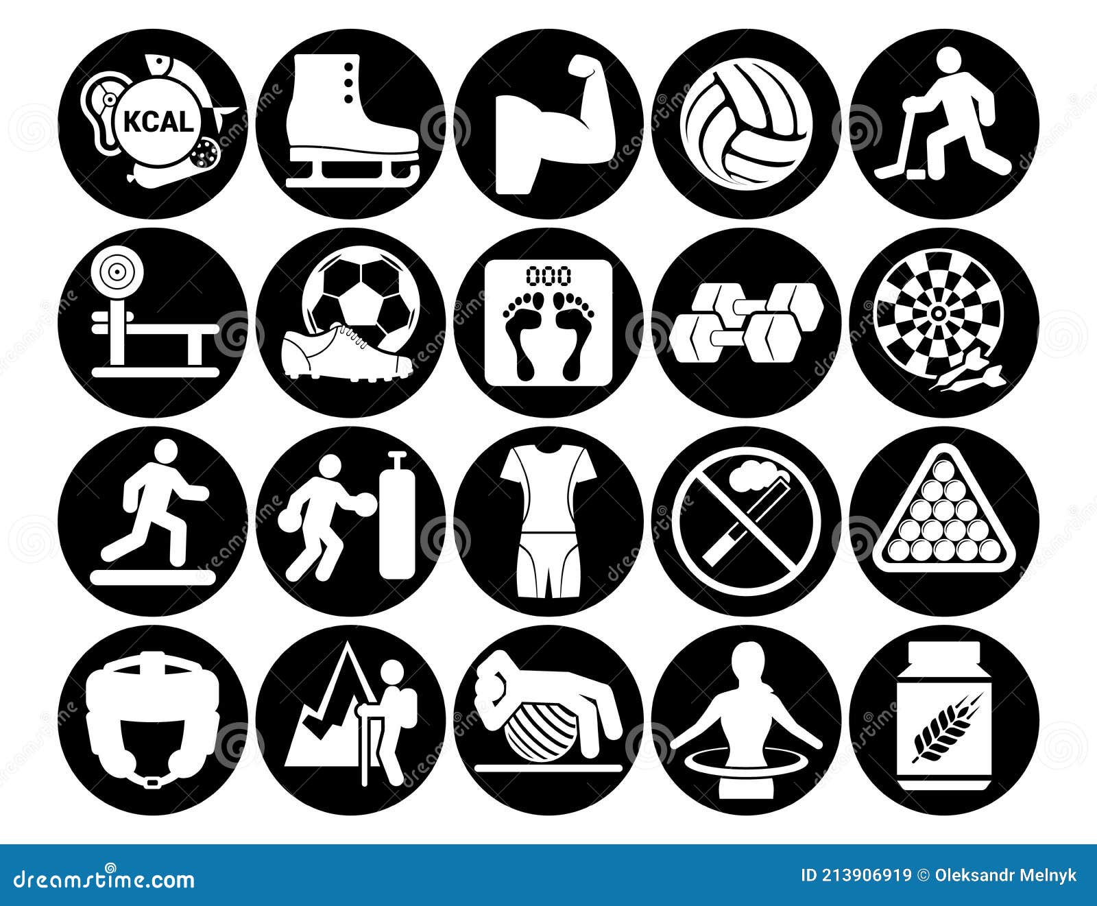 Simple Fitness Icons Set. Basic Elements Stock Vector - Illustration of ...