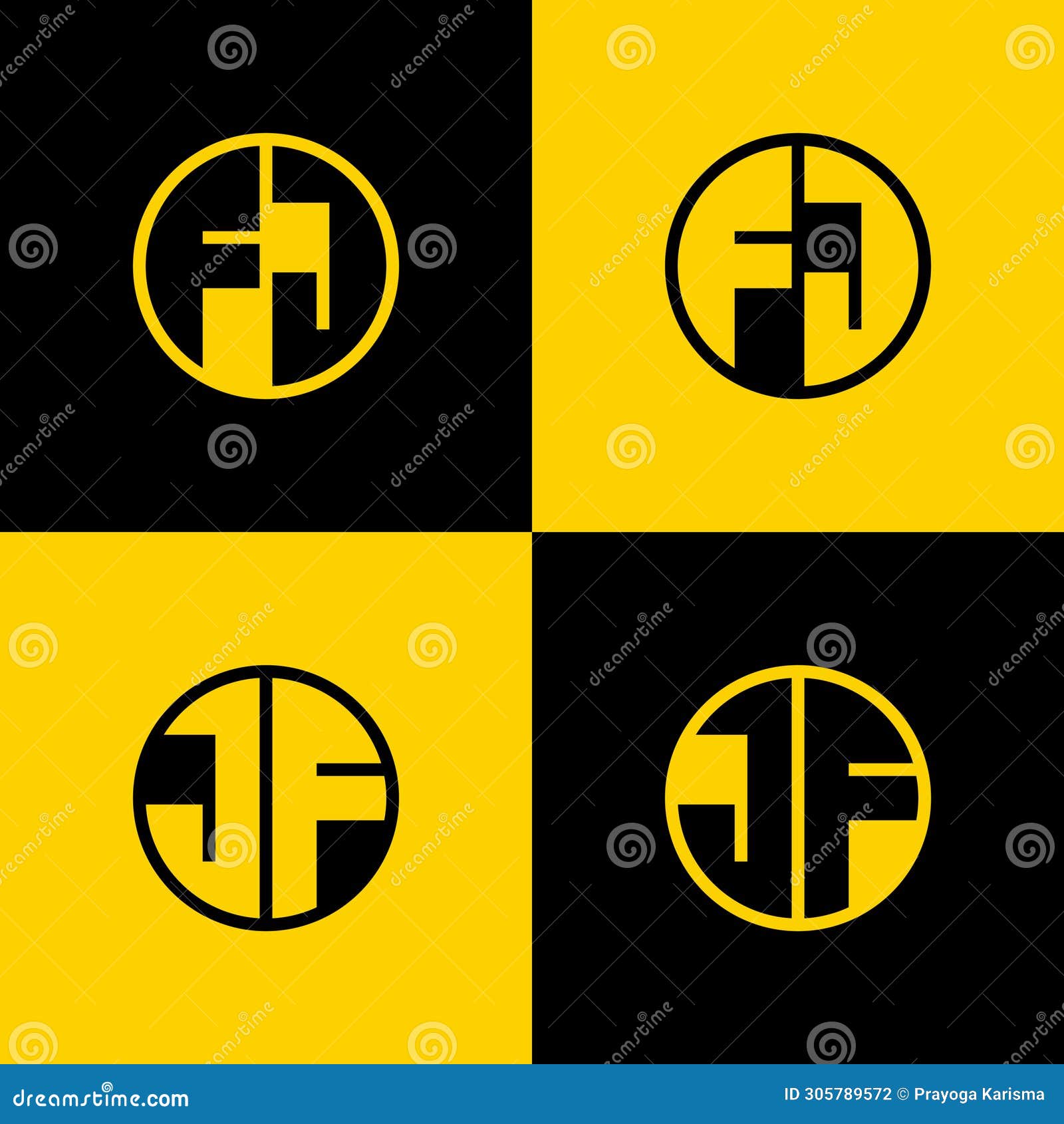Simple FJ and JF Letters Circle Logo Set, Suitable for Business with FJ ...
