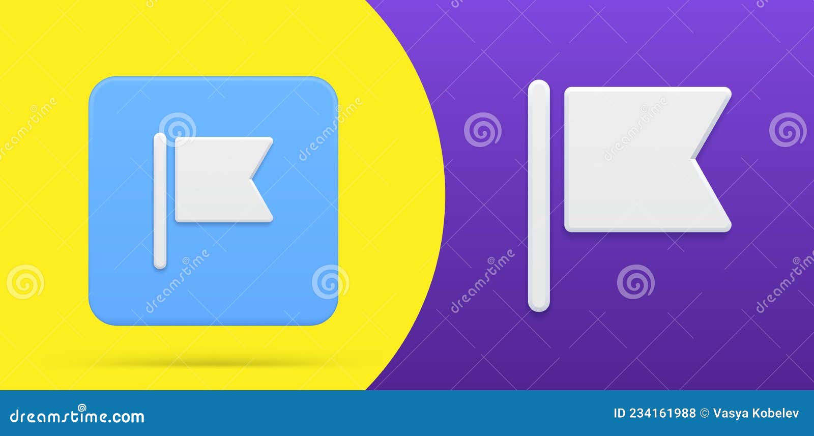 Simple Flag 3d Icon Button Vector Illustration Map Marker, Navigation ...