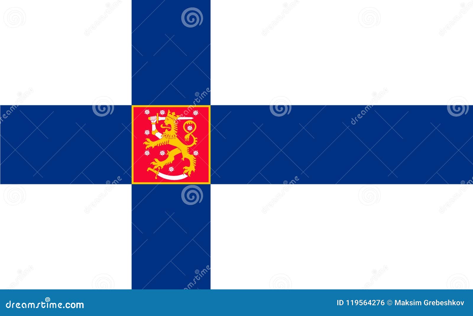 Simple flag of Finland stock vector. Illustration of clothing - 119564276