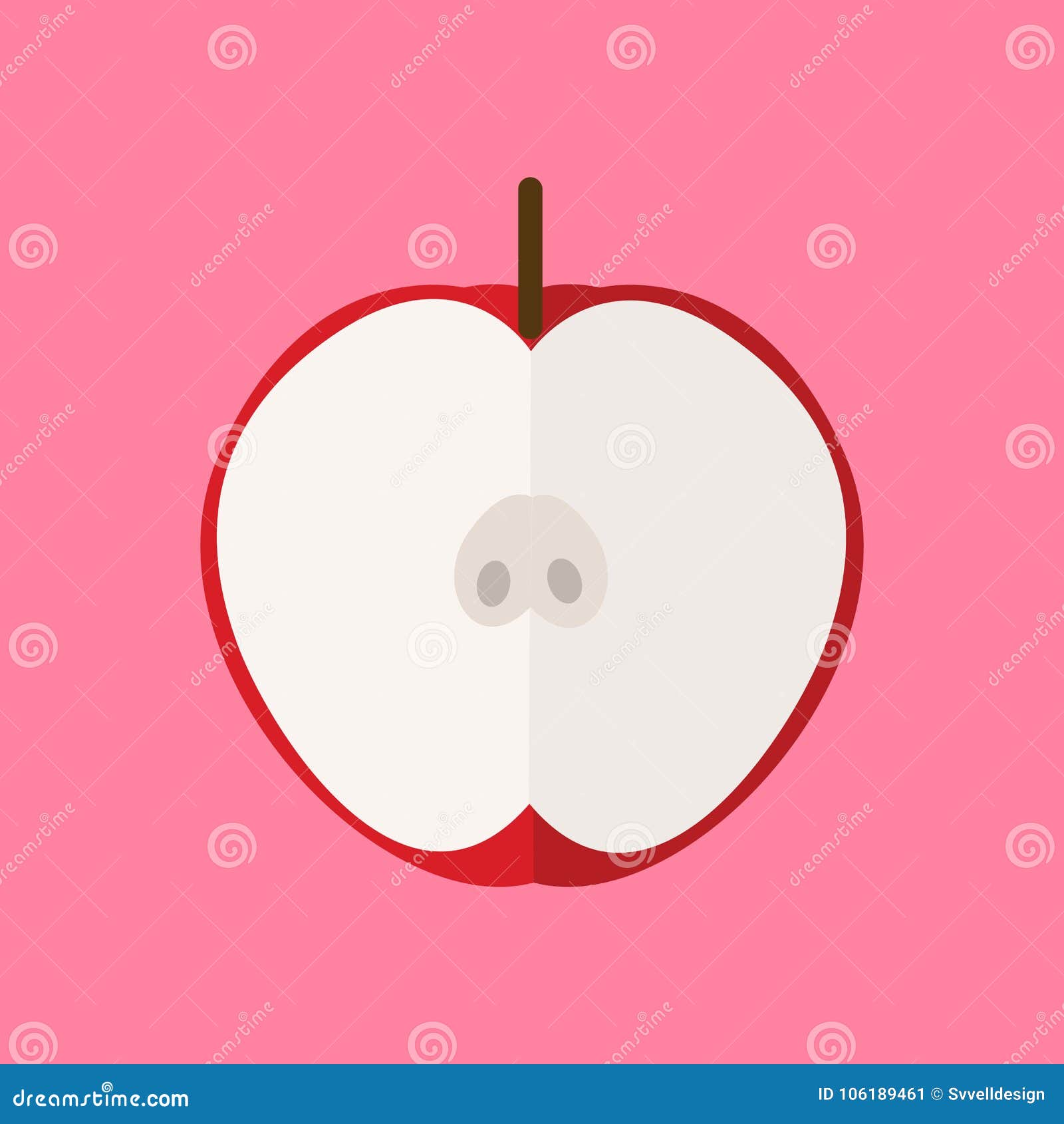 Simple Flat Apple Slice Vector Illustration Stock Vector - Illustration ...