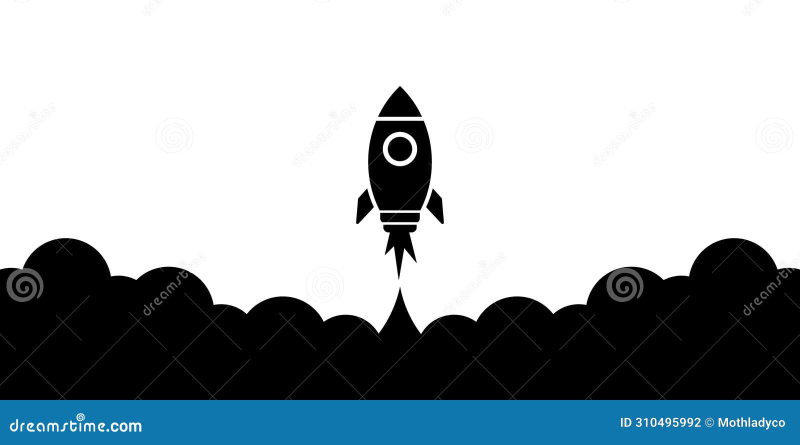 Simple Flat Back and White Rocket Startup Launch Design, Vector ...