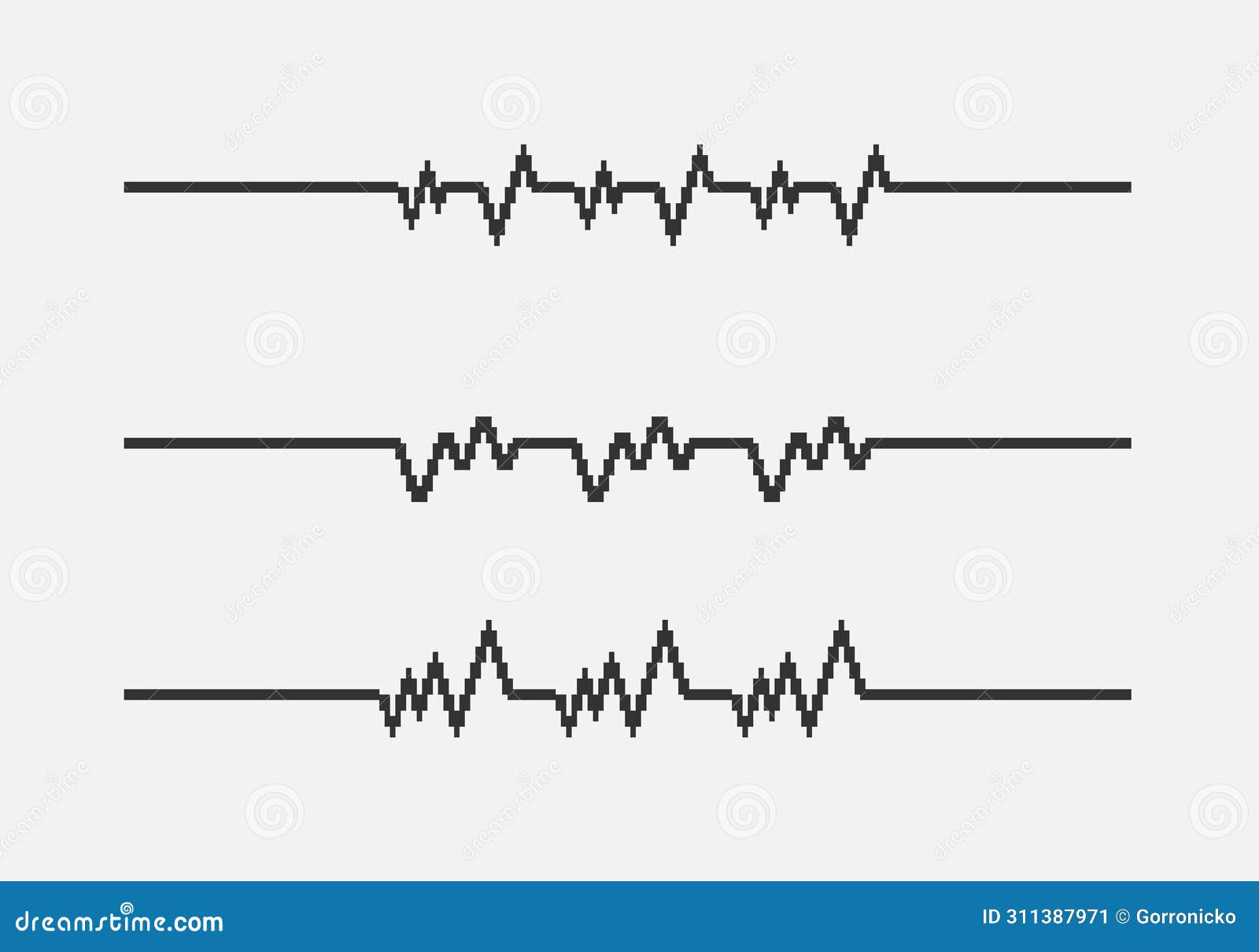 Simple Flat 1bit Vector Pixel Art Set of Heartbeat Cardiogram Lines Stock Vector - Illustration ...