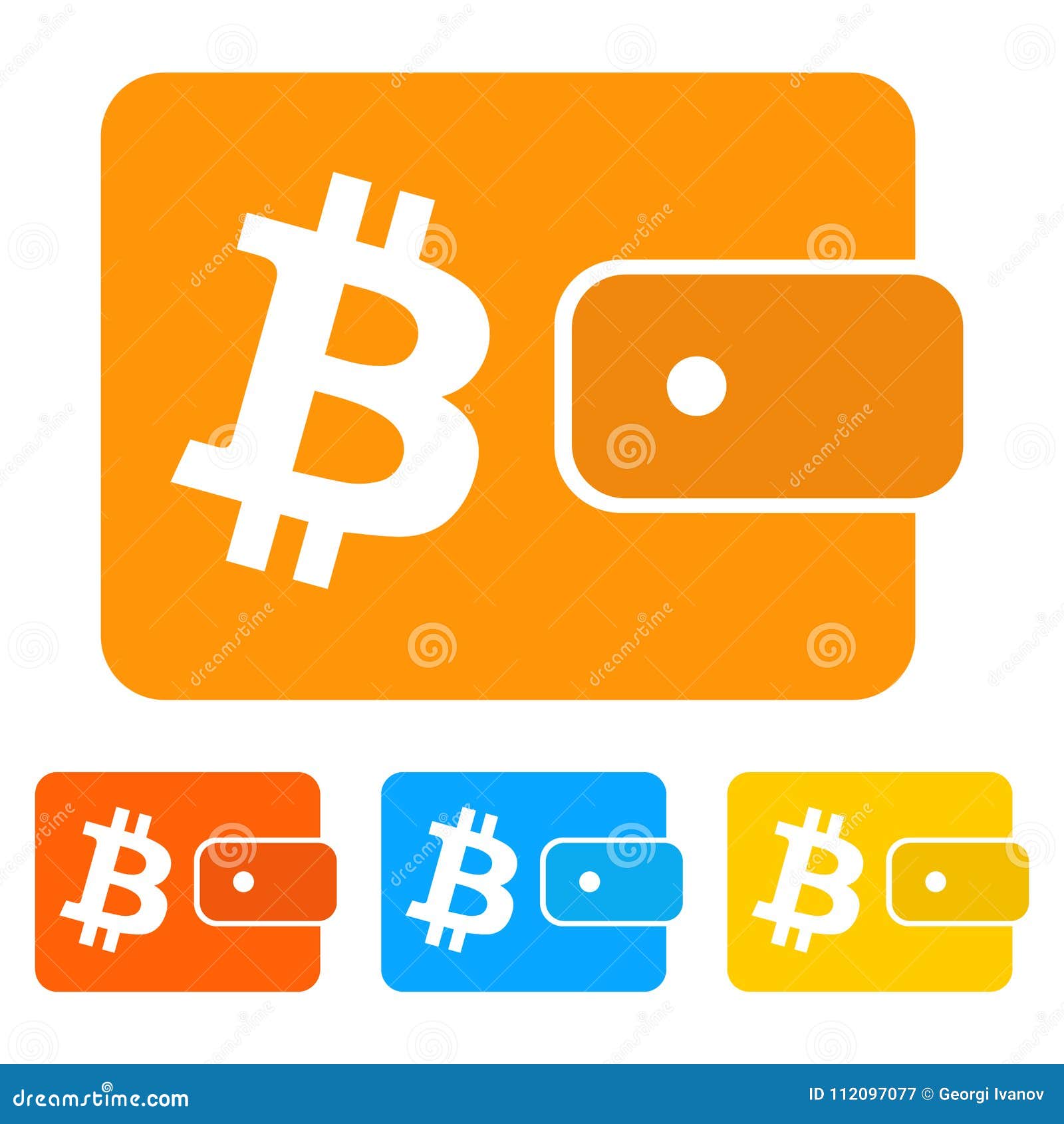 Simple, Flat Bitcoin Wallet Icon. Four Variations Stock Vector ...