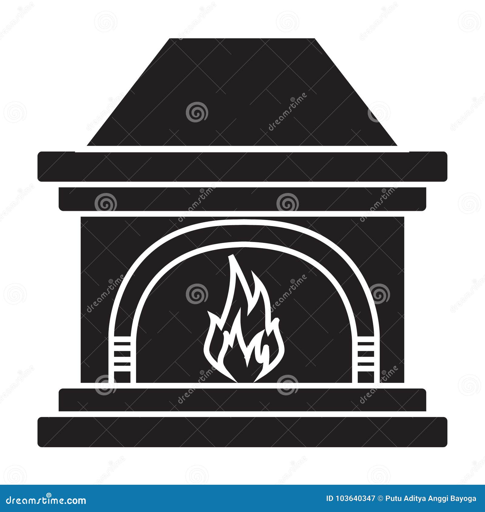 Flat black fireplace icon stock vector. Illustration of fire - 103640347