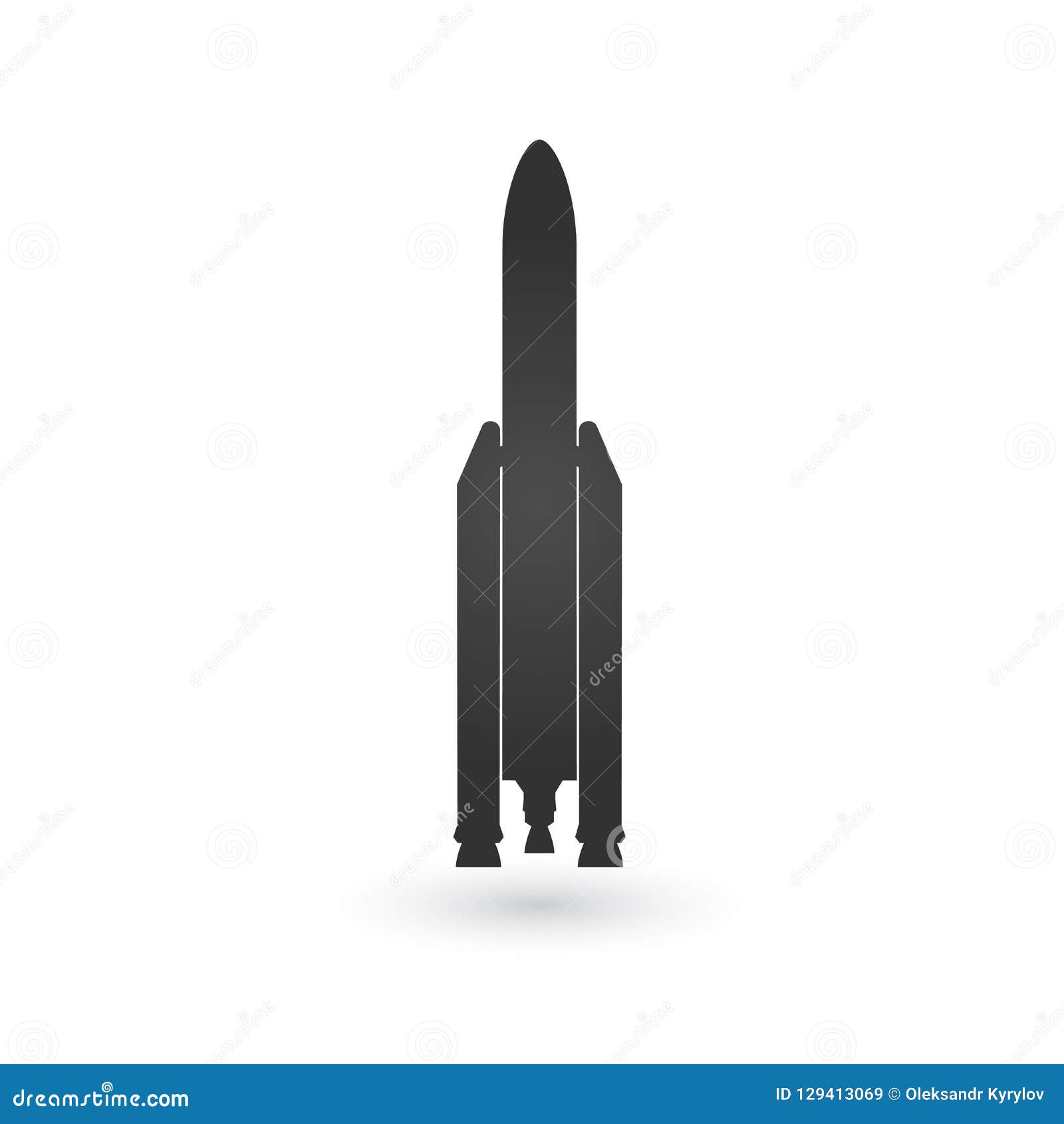 Simple, Flat, Black Silhouette Icon of a Rocket Taking Off. Vector ...