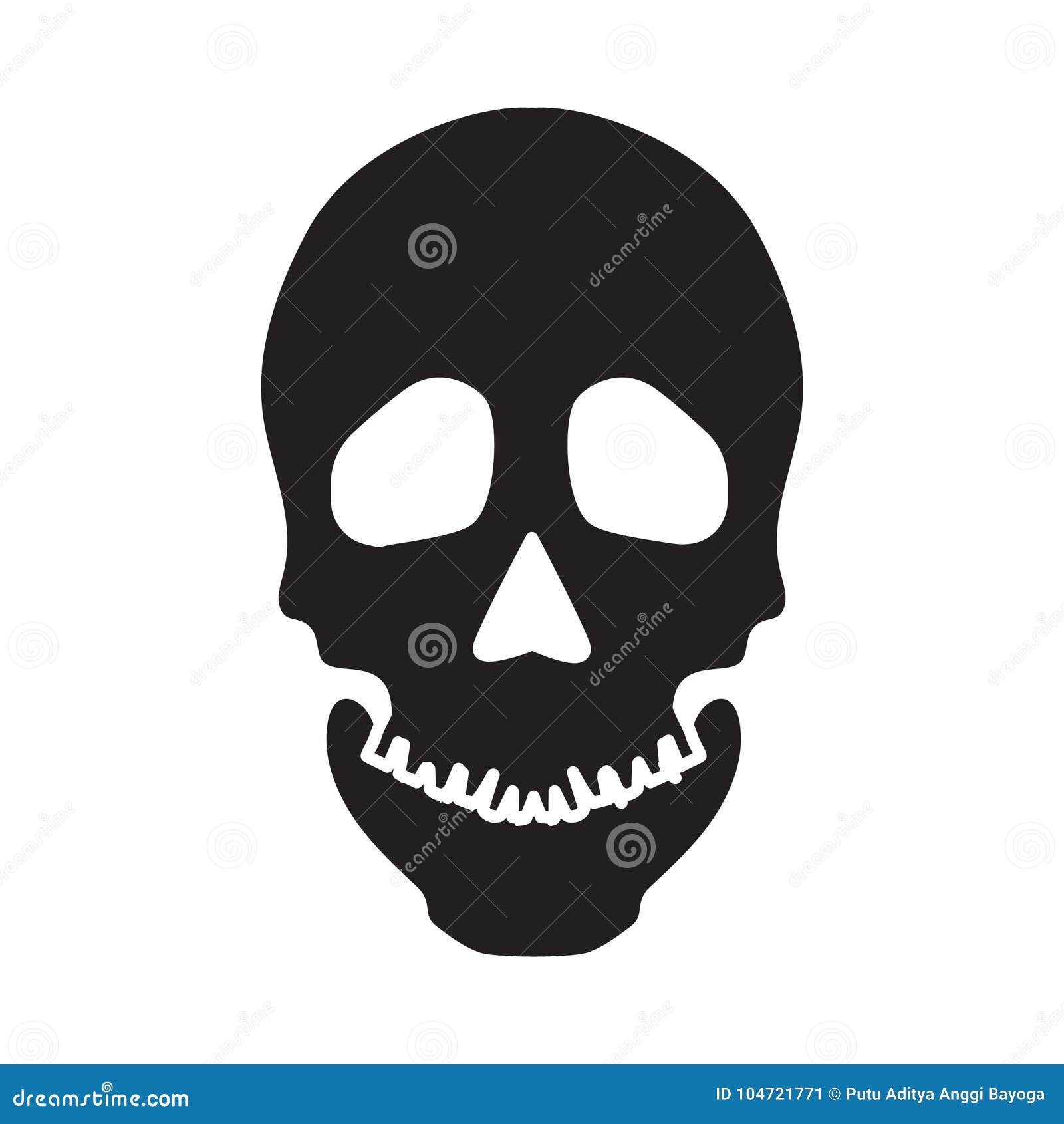 Flat black skeleton icon stock vector. Illustration of skull - 104721771