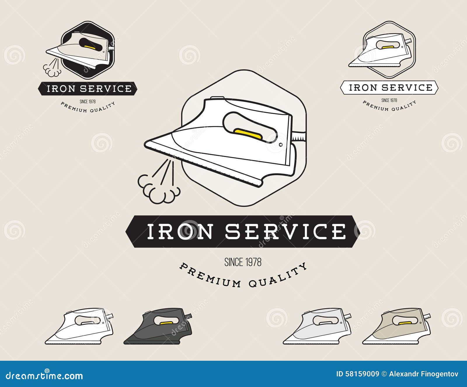 Simple Flat Black and Steam Iron Cleaning Service Logotype Stock ...