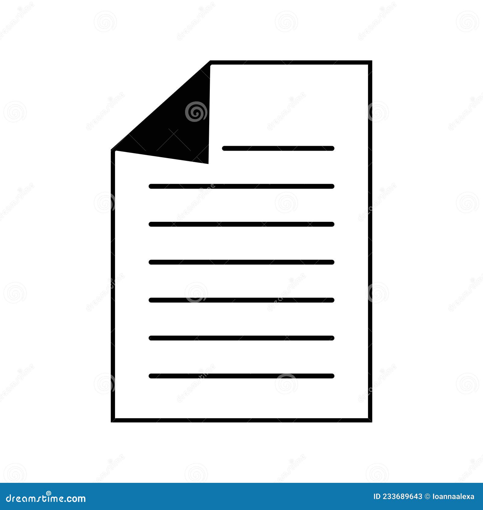 Simple Flat Black and White Document Icon Stock Vector - Illustration ...