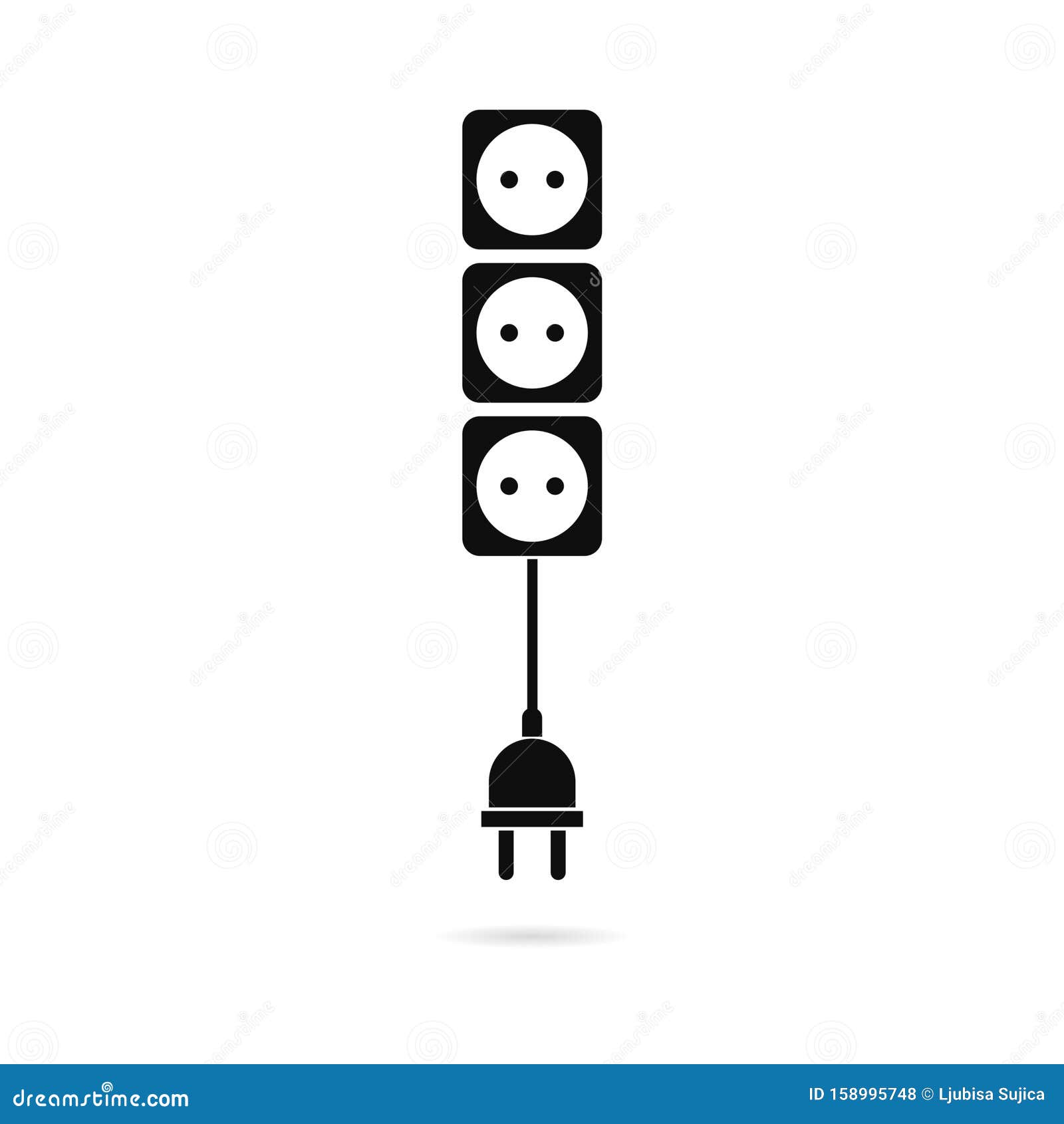 Simple Flat Black and White Electric Extension Cord or Extension Cable ...