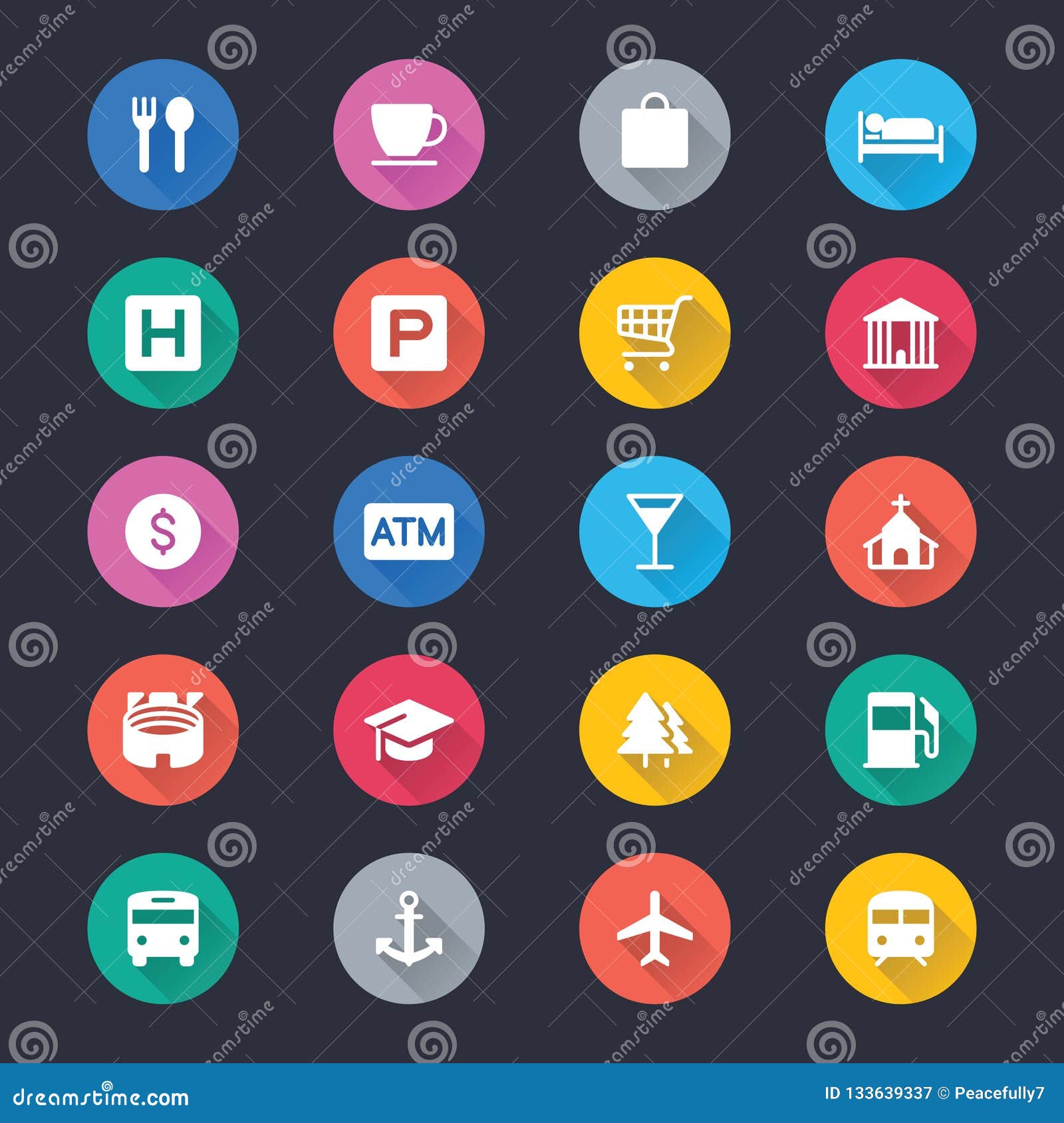 Map and Location Simple Color Icons Stock Vector - Illustration of ...