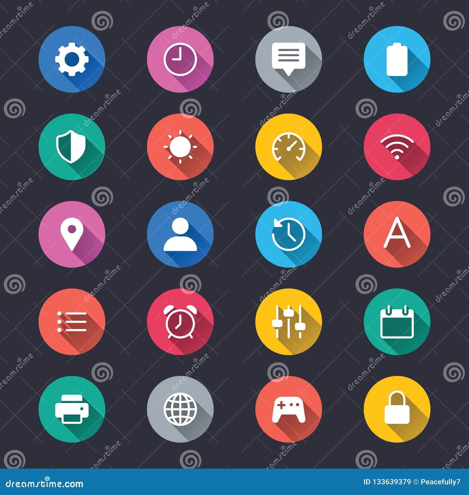 Setting simple color icons stock vector. Illustration of eps10 - 133639379