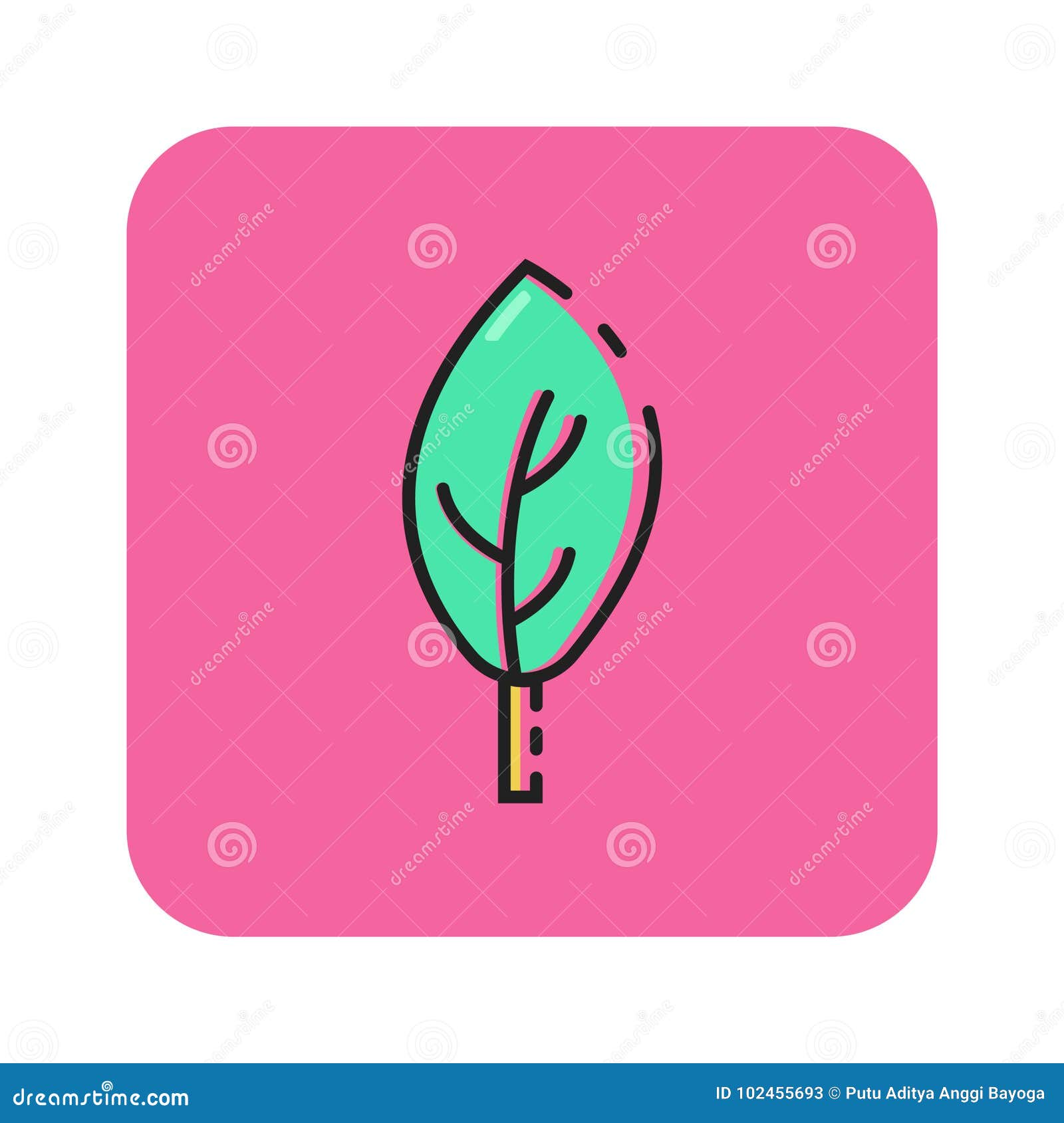 Flat color leaf icon stock vector. Illustration of vector - 102455693