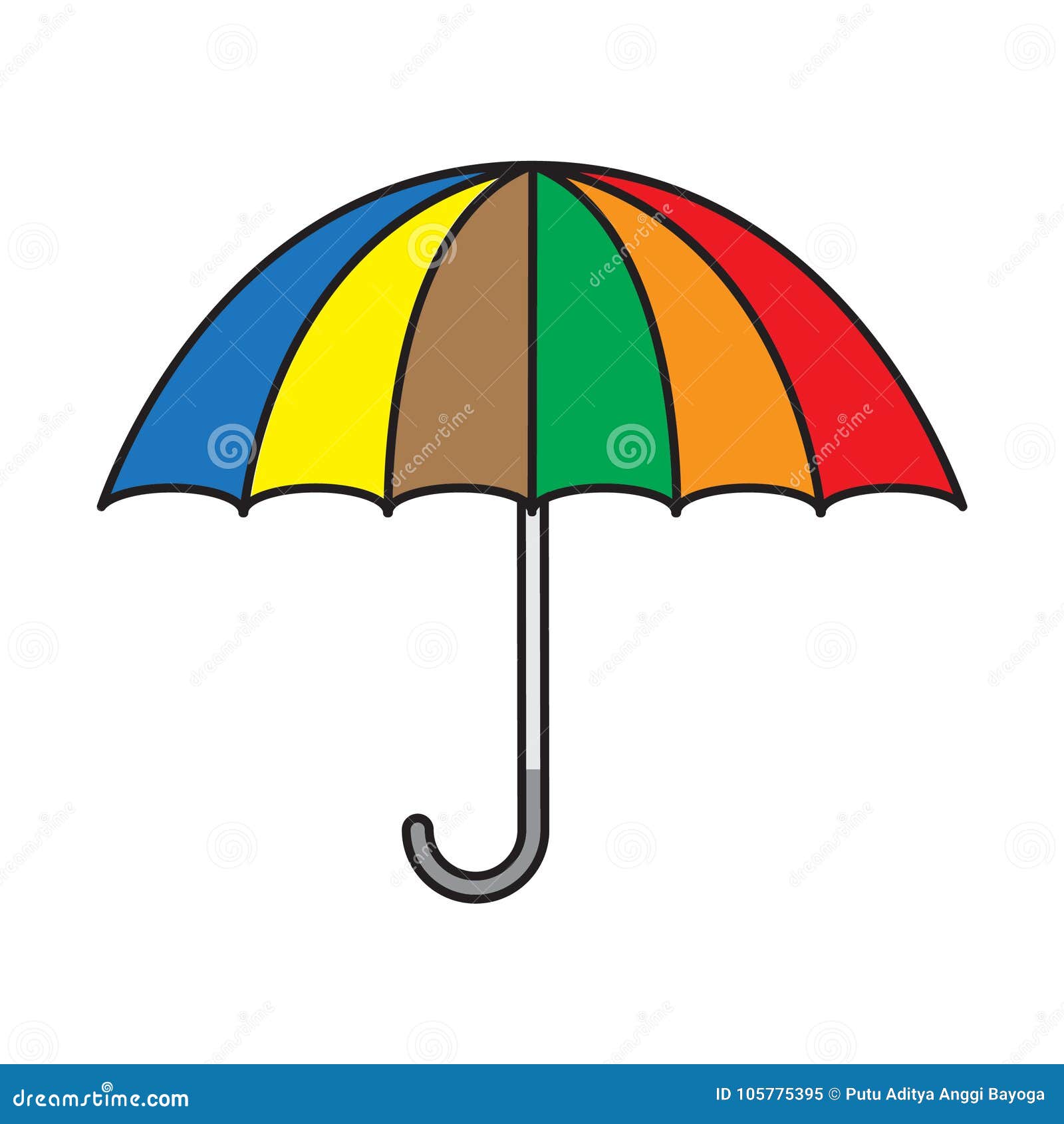 Flat color umbrella icon stock vector. Illustration of spring - 105775395