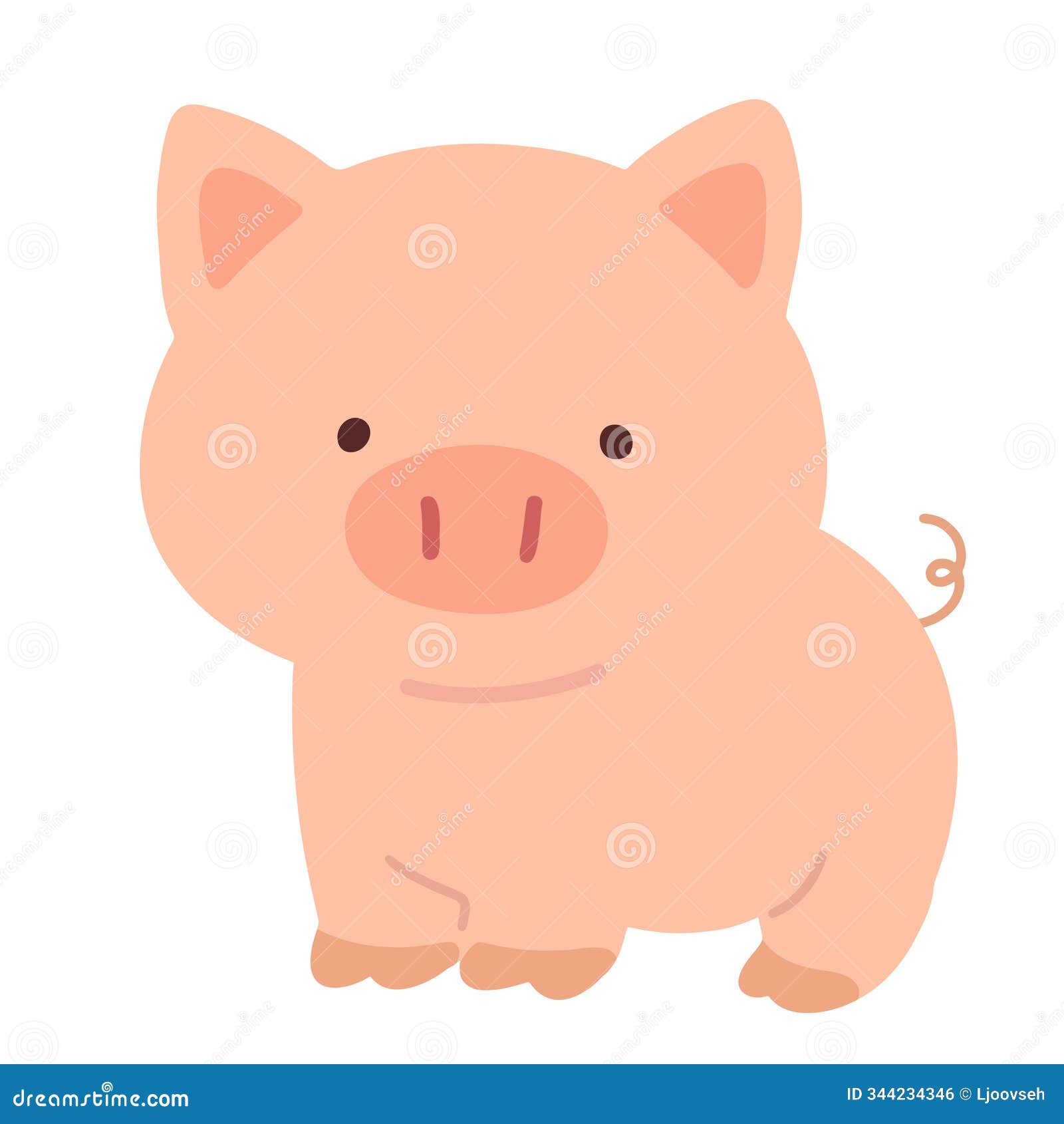 Simple and Flat Colored Cute Pig Illustration Stock Vector ...