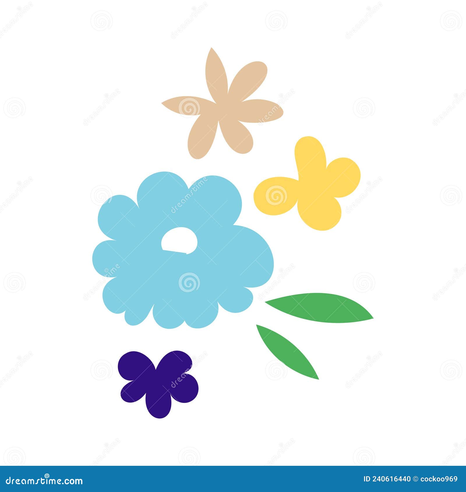 Simple, Flat and Colorful Flowers Stock Vector - Illustration of plant ...