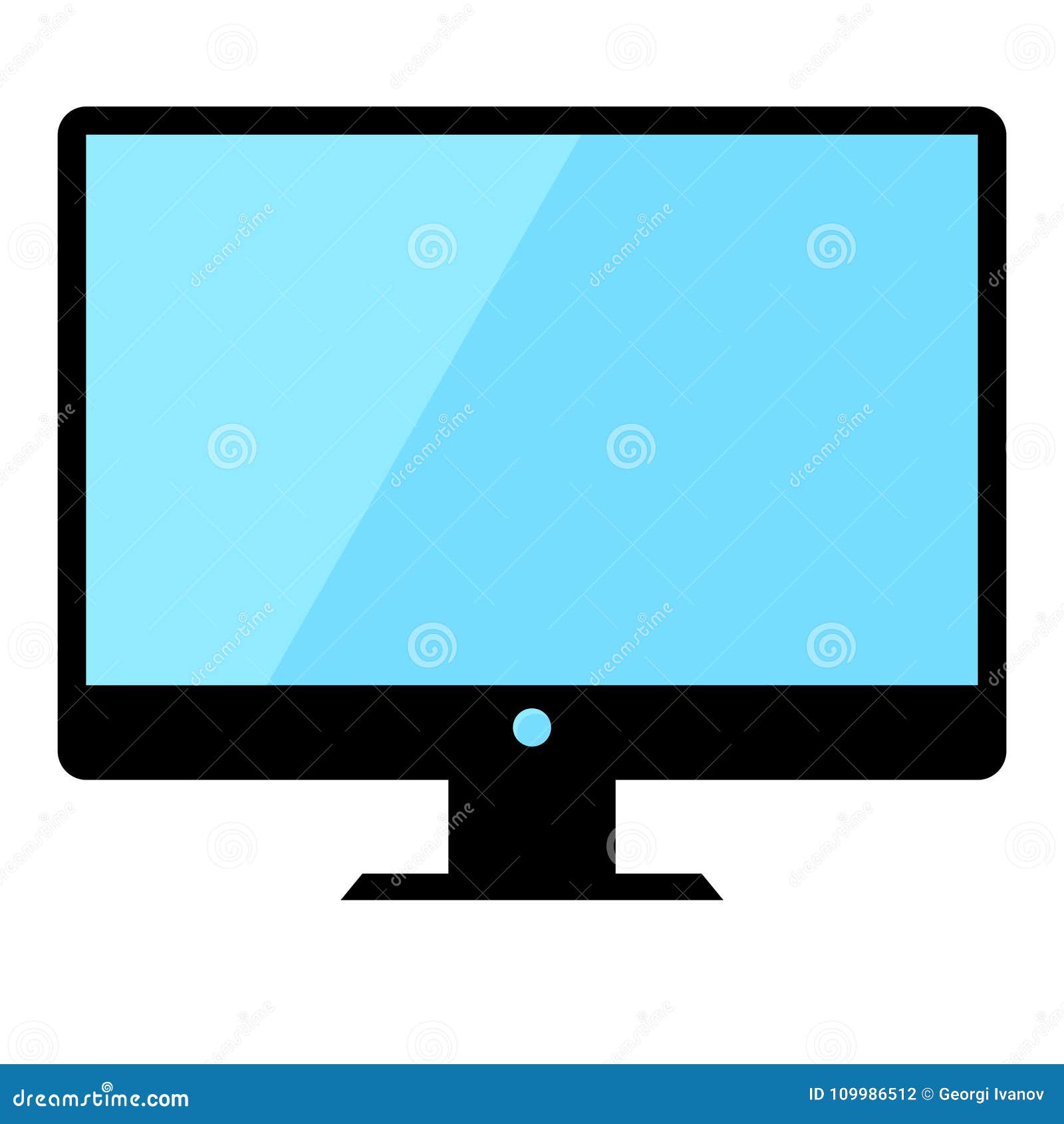 Simple, Flat Computer Monitor. Blue Screen Stock Vector - Illustration ...