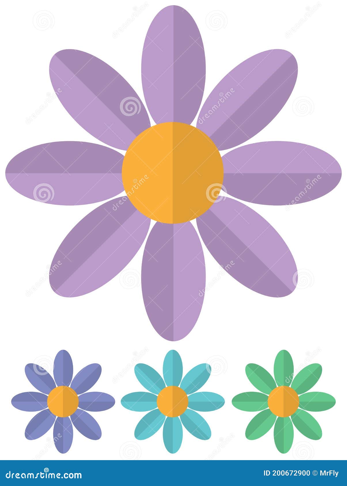 Simple Flat 2D Flower Set, Vector Illustration Stock Vector ...