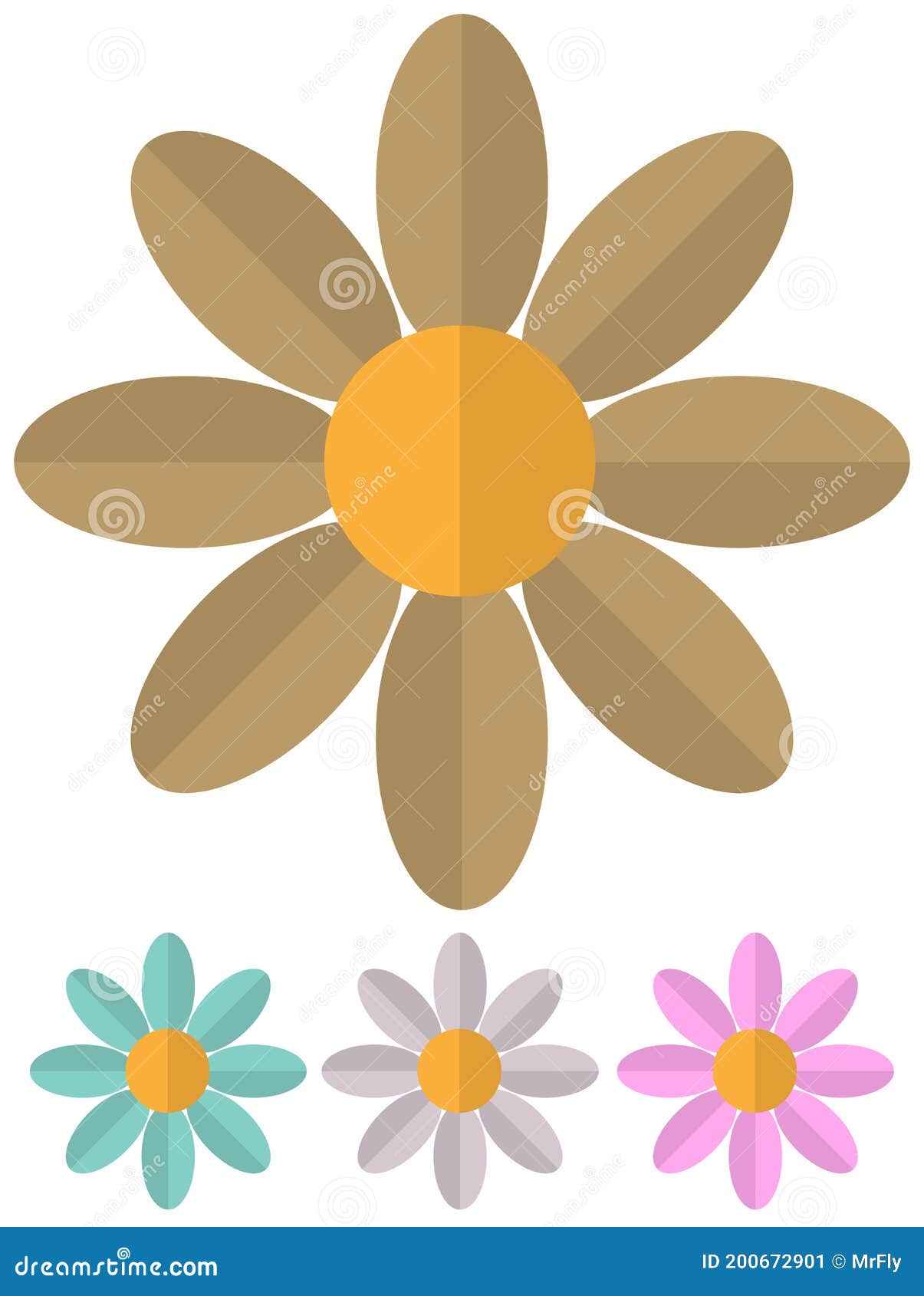 Simple Flat 2D Flower Set, Vector Illustration Stock Vector ...