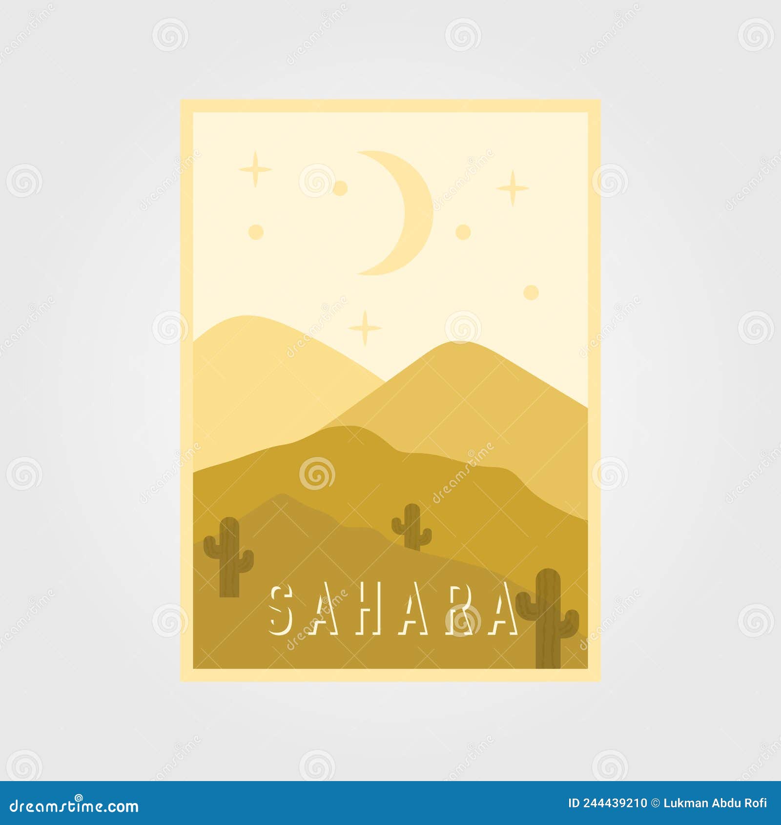 Simple Flat Desert Poster Illustration Vector Background Template ...