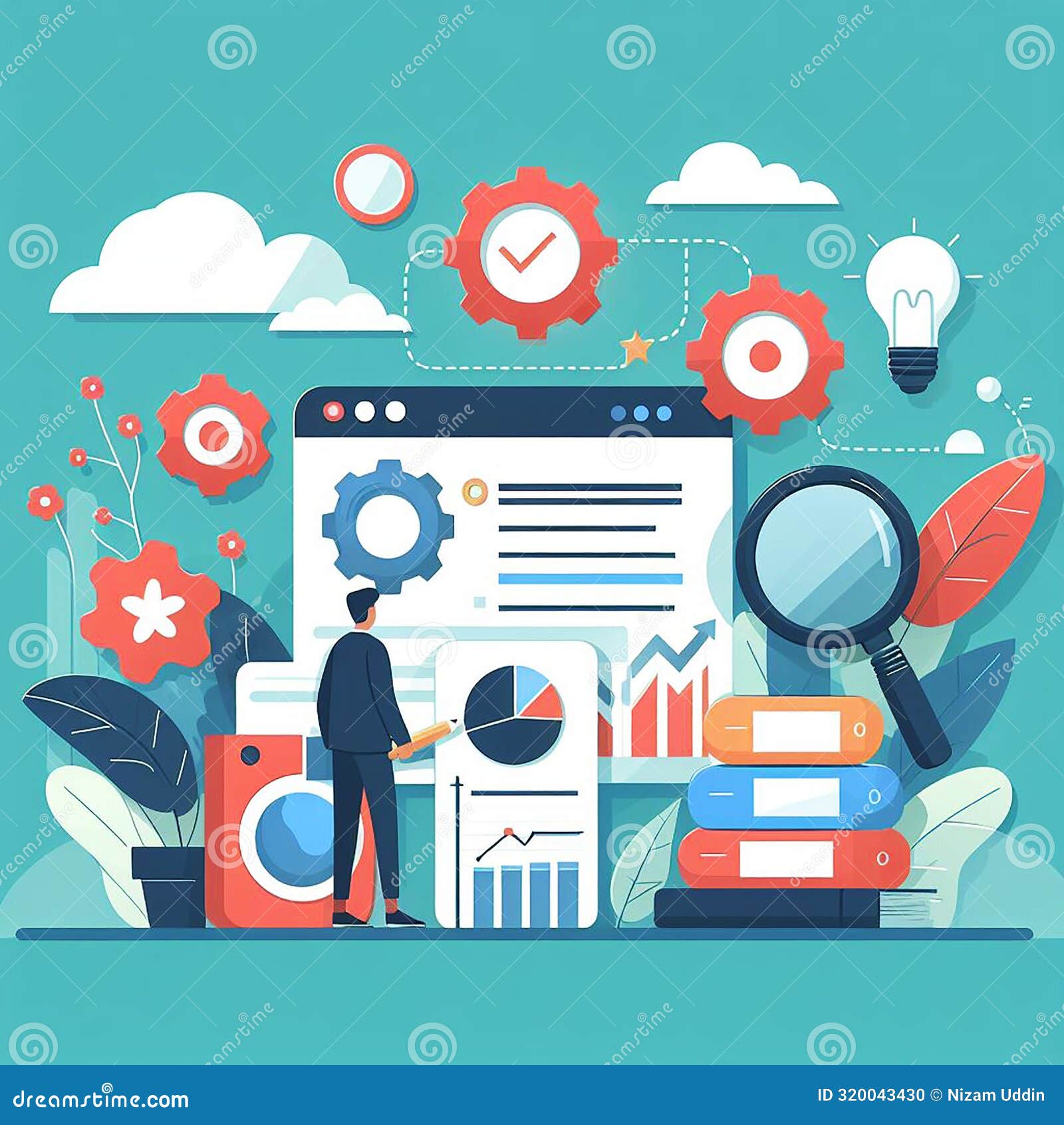 Simple Flat Design Cms Concept Illustrated Stock Illustration ...