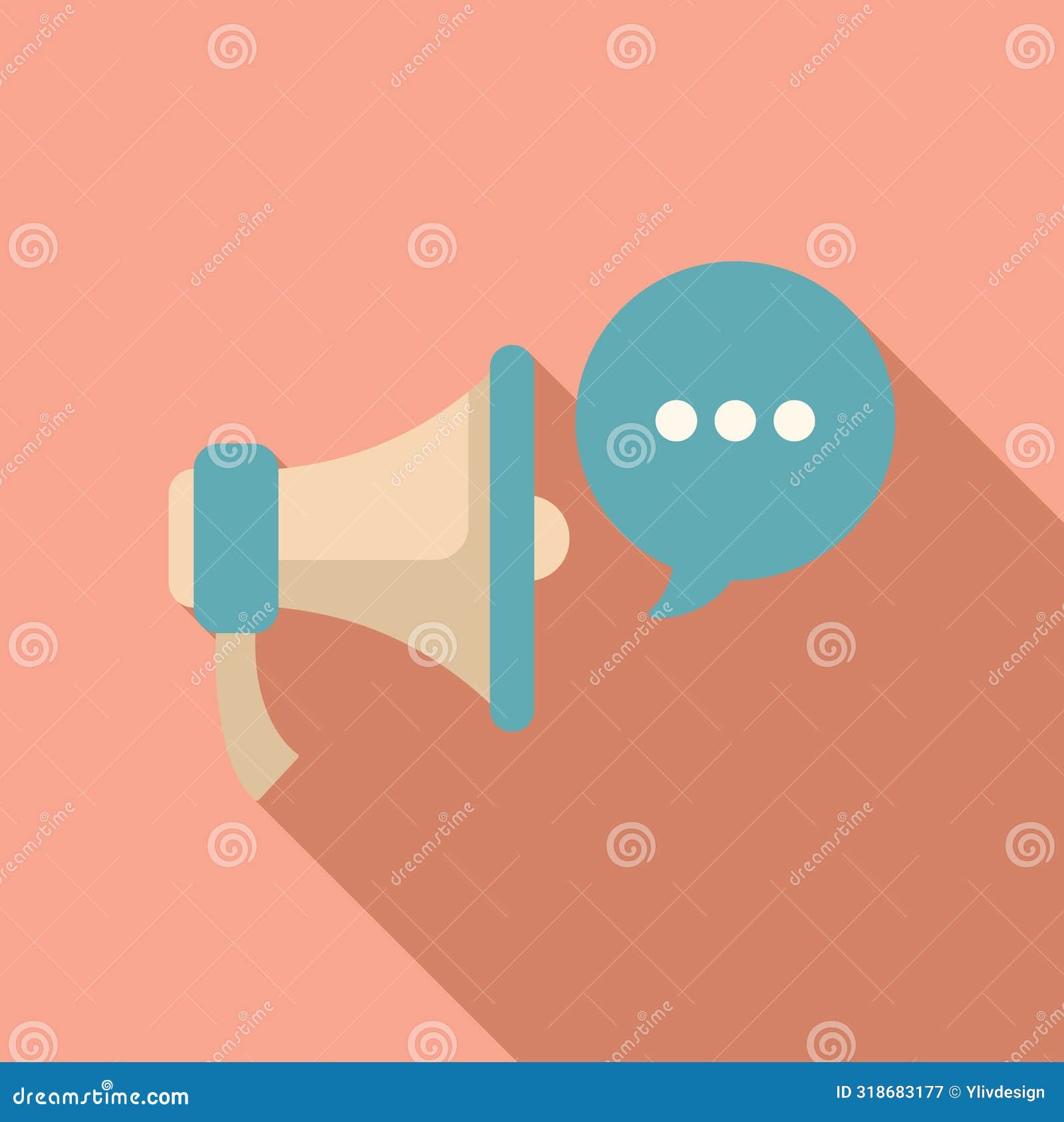 Flat Design Megaphone Announcing Message Icon Stock Illustration - Illustration of graphic ...