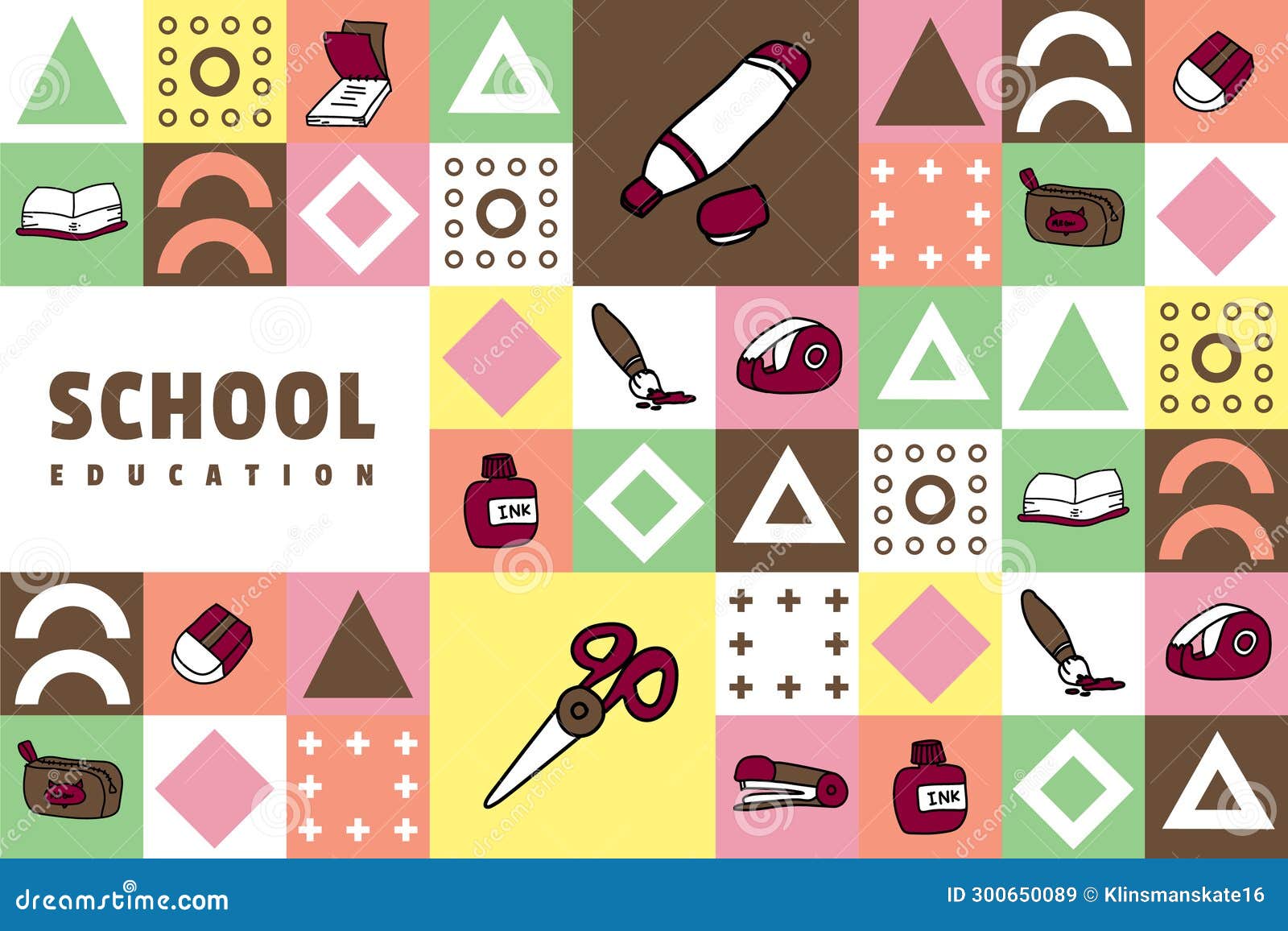 Simple Flat Design School Education Background Concept Stock Vector ...