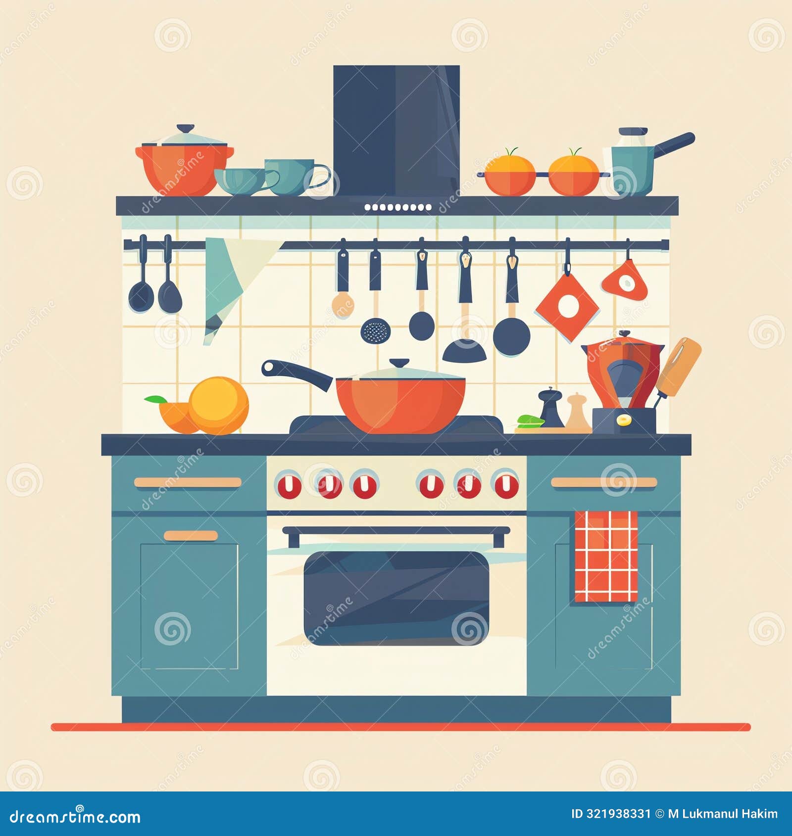 Simple Flat Design Style Kitchen Set Stock Image - Image of animation ...