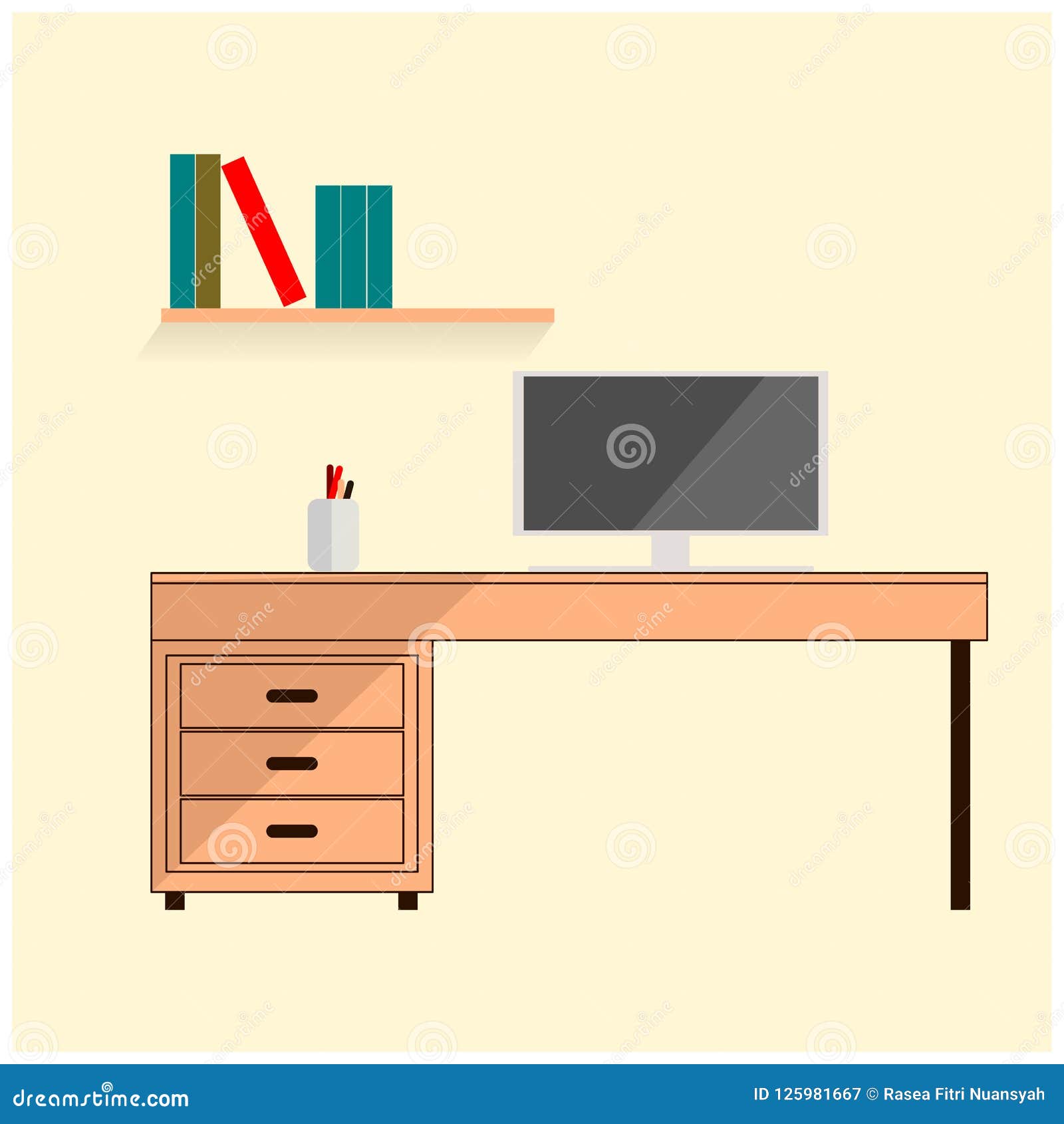Simple Flat Design Workspace Illustration Stock Illustration ...