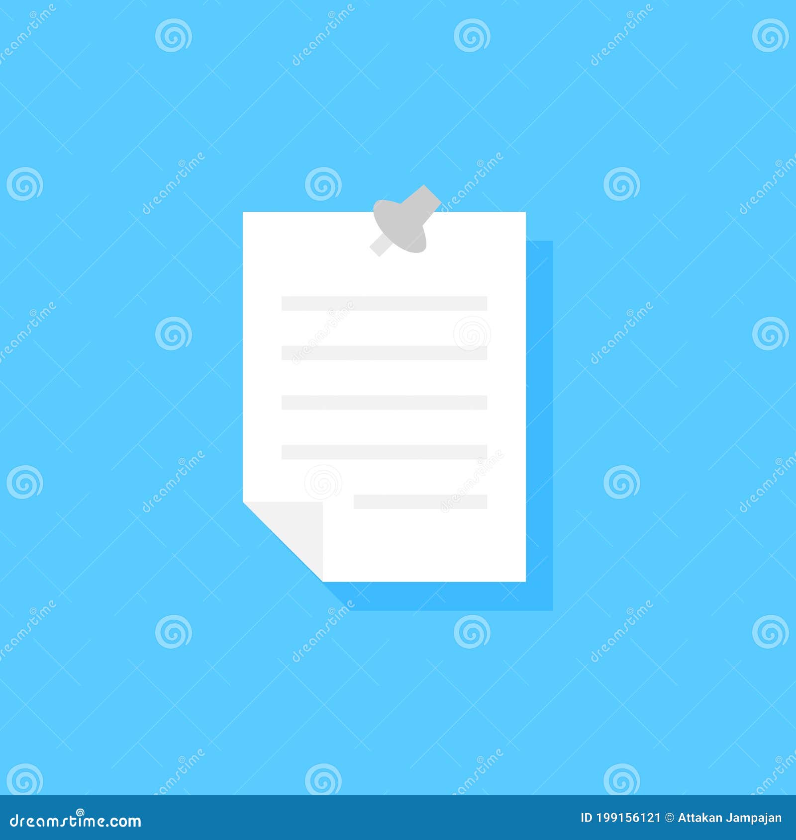 Simple Flat Document Icon with Push Pin, Vector and Illustration Stock ...