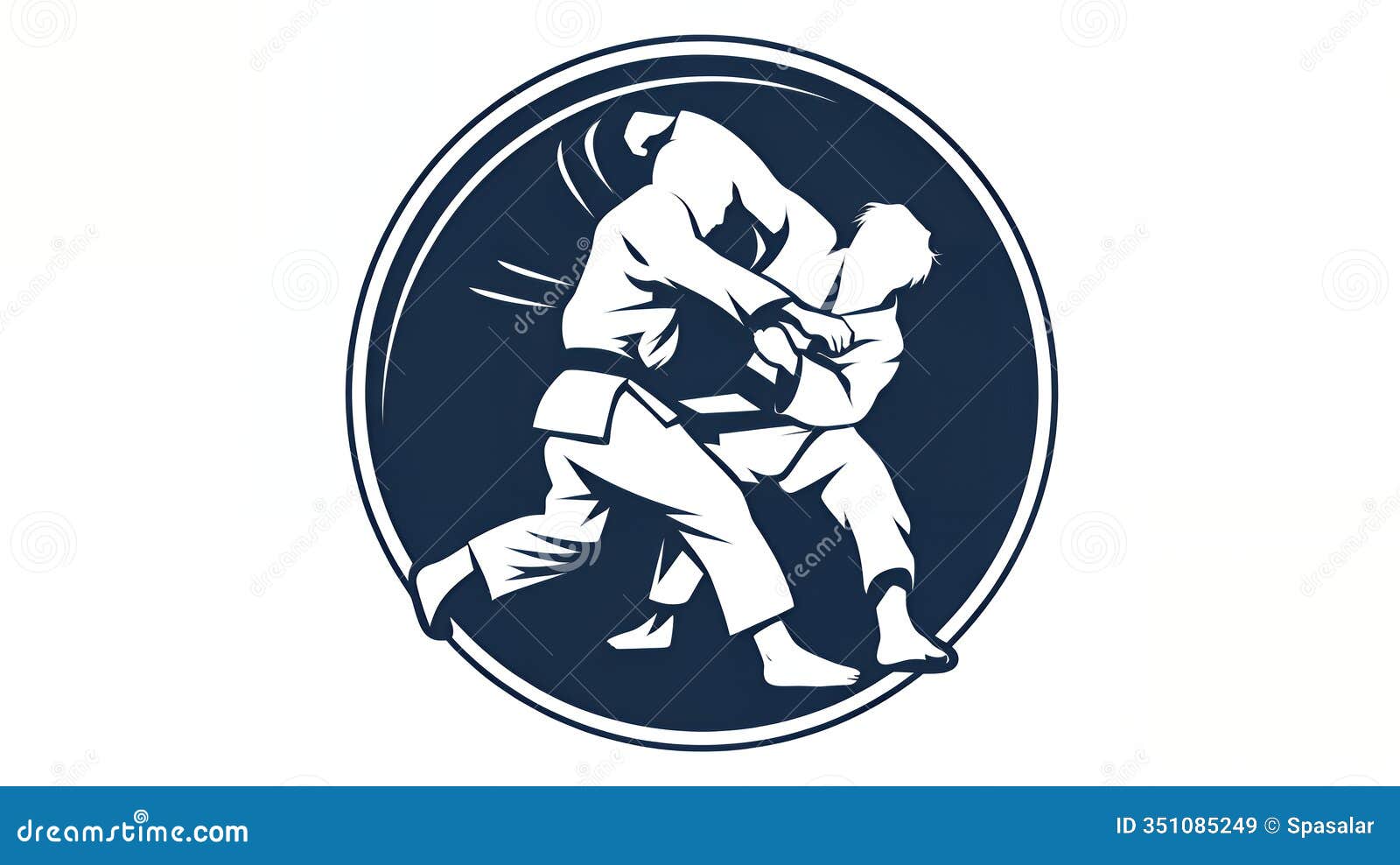 Illustration of a Judo Emblem in Retro Style with Fighters Practicing ...