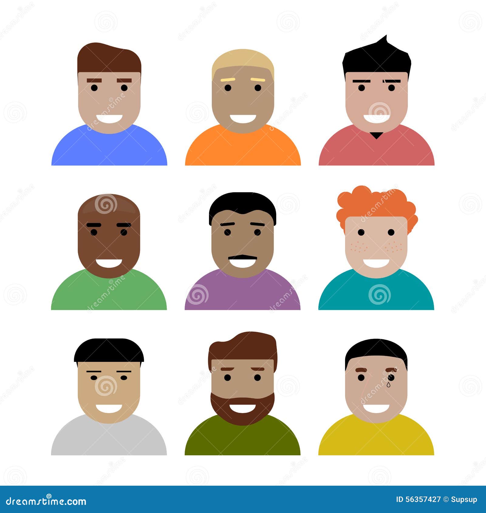 Simple flat faces stock vector. Illustration of portrait - 56357427