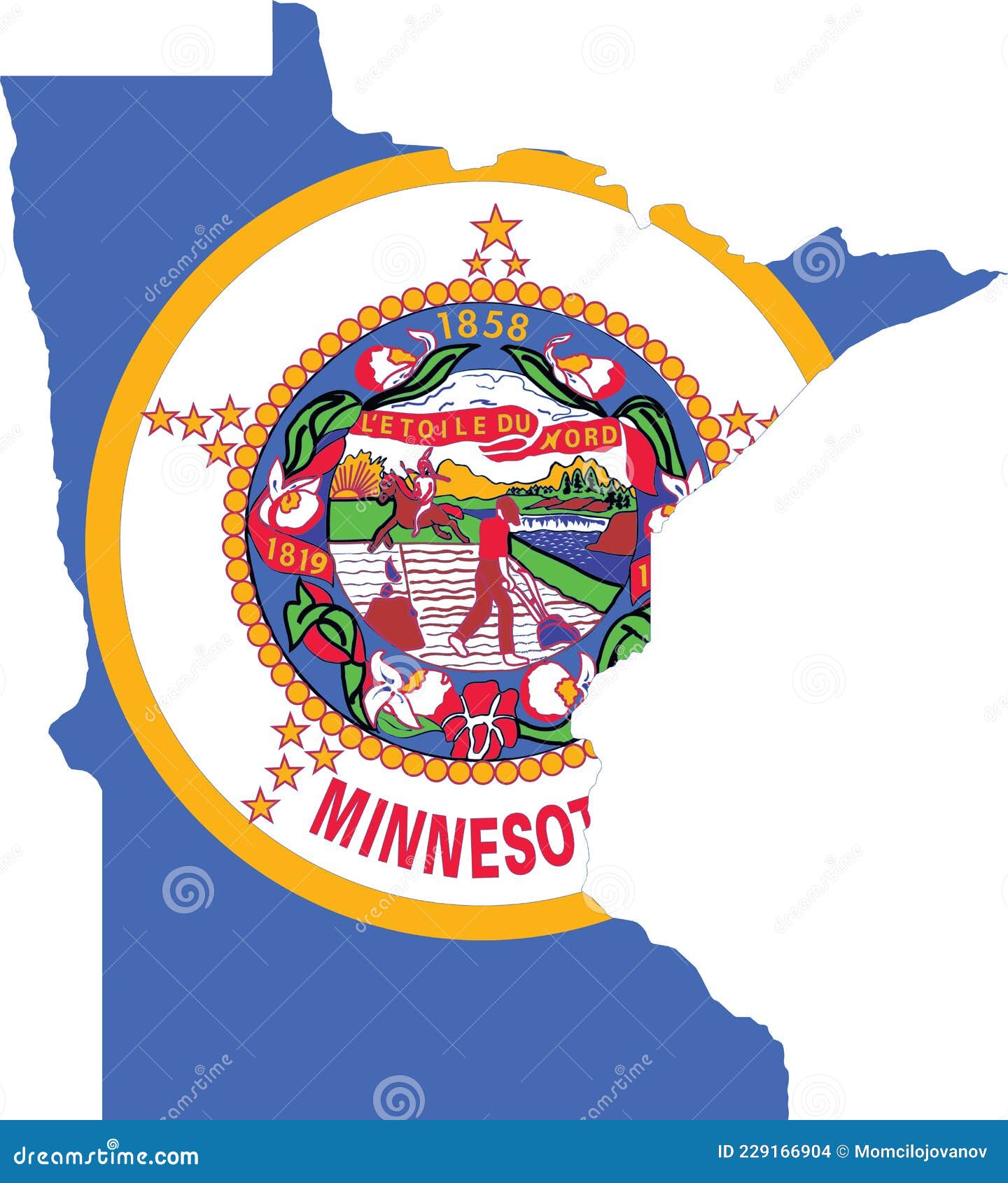 Flag map of Minnesota, USA stock vector. Illustration of eastern ...