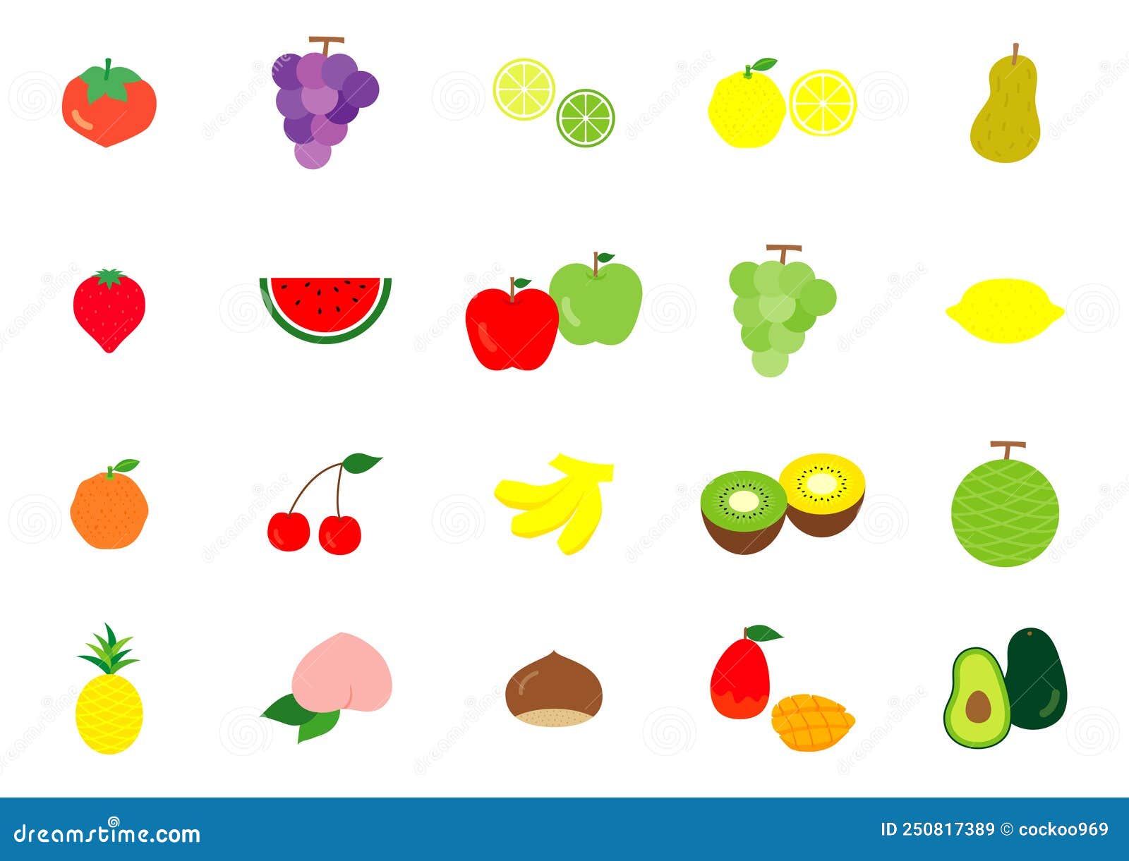 Simple and Flat Fruit Illustration Stock Illustration - Illustration of ...