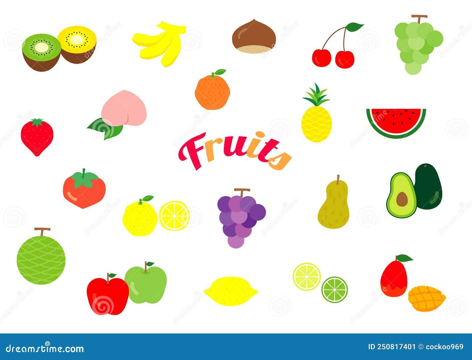 Simple and Flat Fruit Illustration Stock Illustration - Illustration of ...