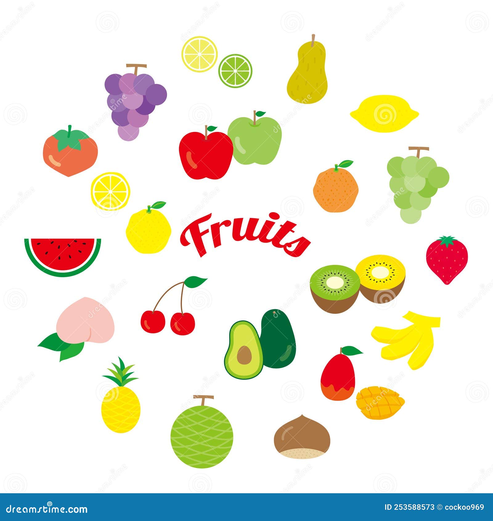 Simple and Flat Fruit Illustration Stock Illustration - Illustration of ...
