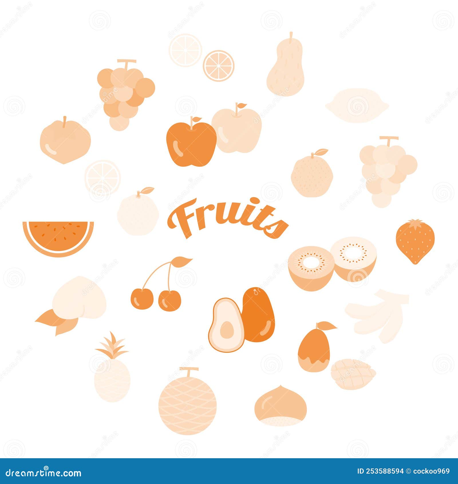 Simple and Flat Fruit Illustration Stock Illustration - Illustration of ...
