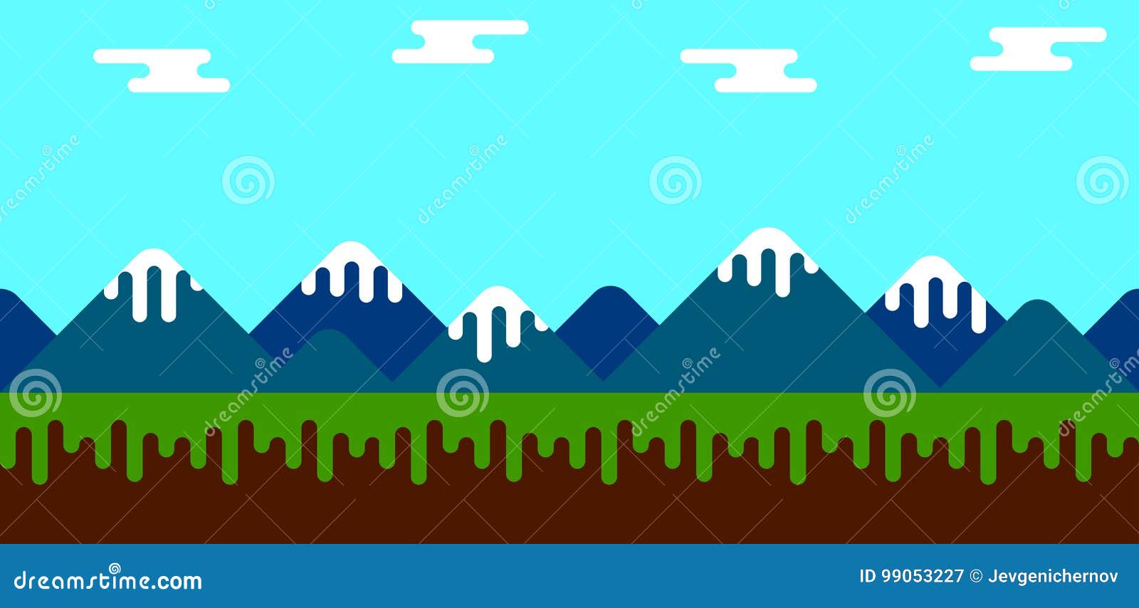 Flat Game Background with Mountains Stock Vector - Illustration of ...